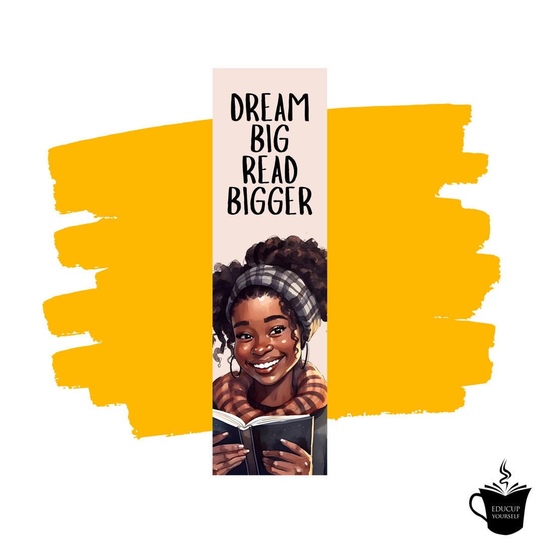 Dream Big Read Bigger Bookmark | Black Girl | Afro - Etsy