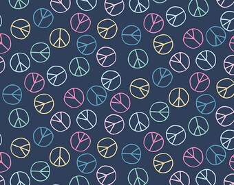 Peace Fabric Sketchy Peace by Heidiryancreative Multicolor - Etsy