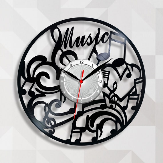 Music Clock Melody Song Lovely Notes Record Clock Romance | Etsy