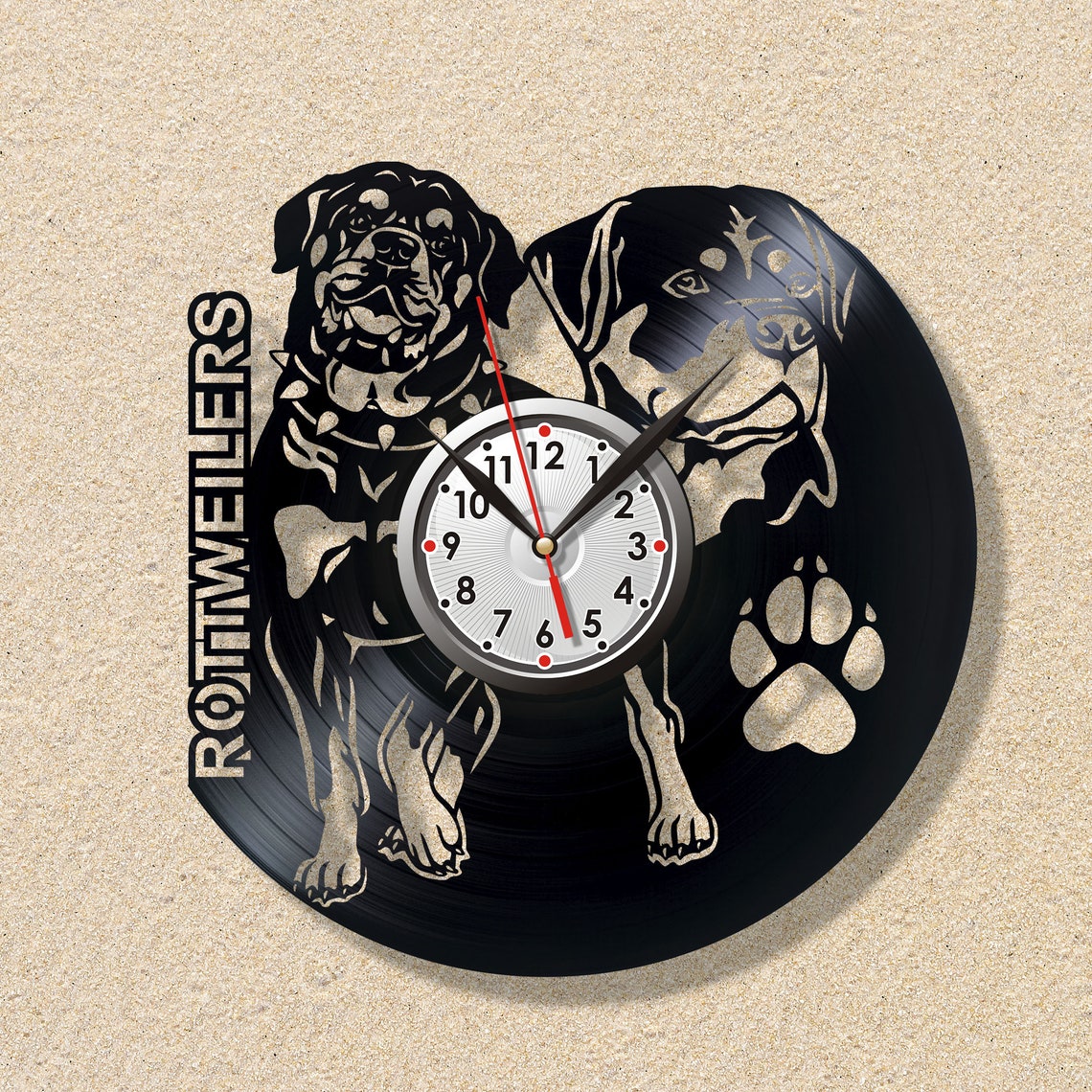 Dogs Clock Rottweilers Clock Cute Gods Wall Clock Rottweiler Gift Clock ...
