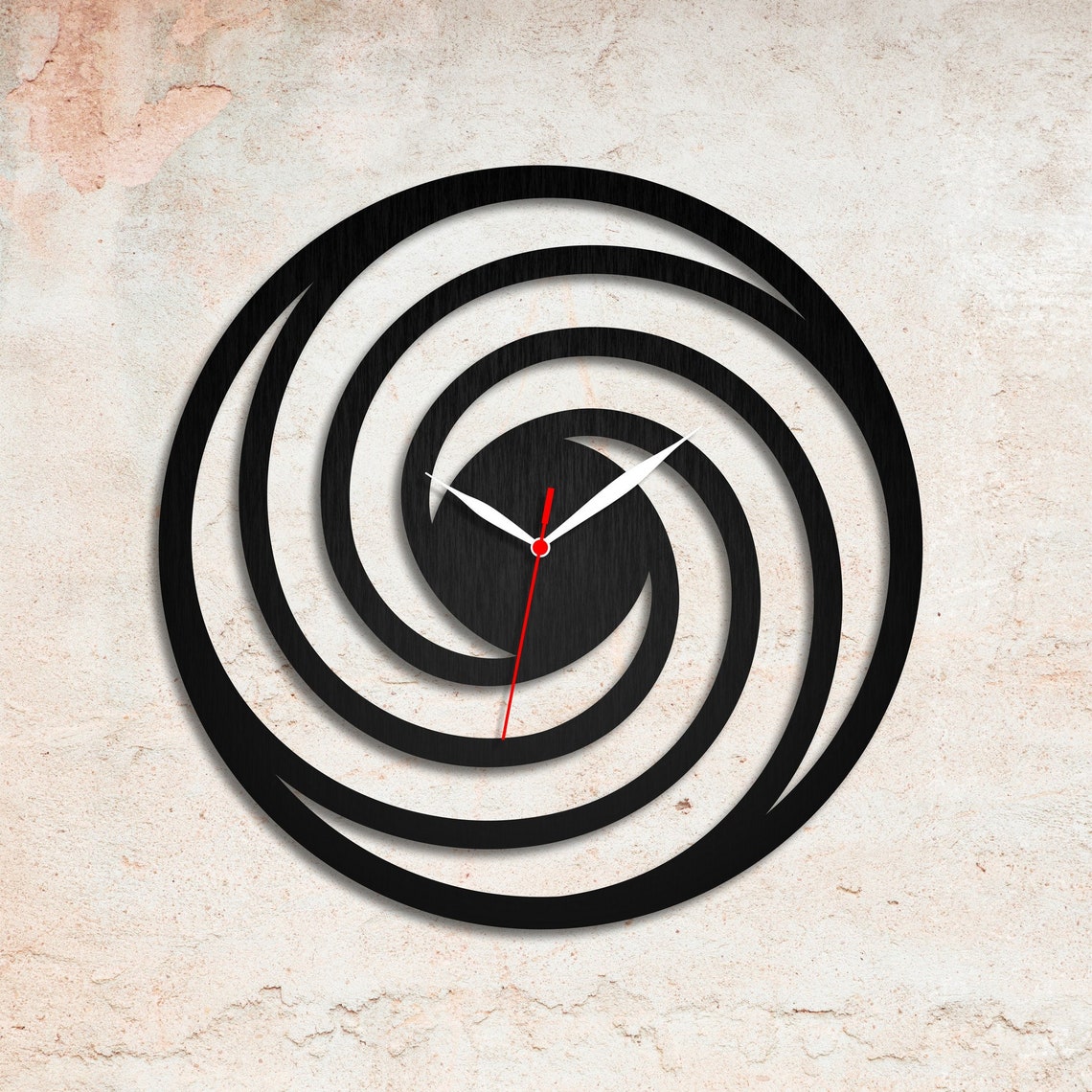 Illusions Clock Round Wood Clock Natural Clock Best Gift Spiral Black ...