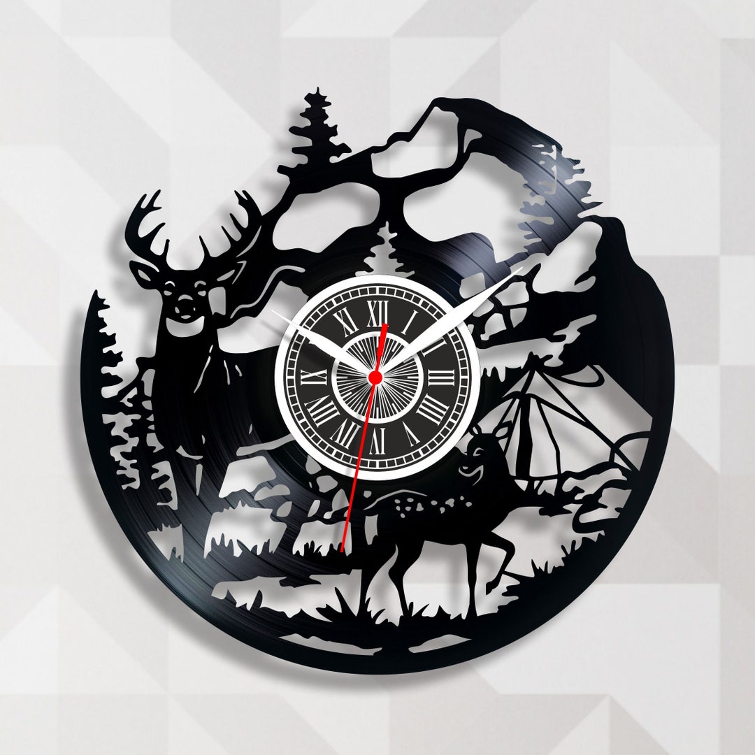 Camping Clock Forest Nature Art Nature Clock Animals in Forest Gift for ...