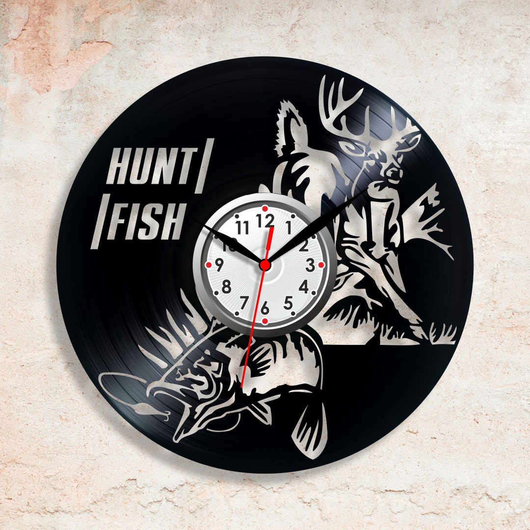 Record Clocks Fishing Hunt Fish Funny Fisherman Fishing Clock Fishing ...