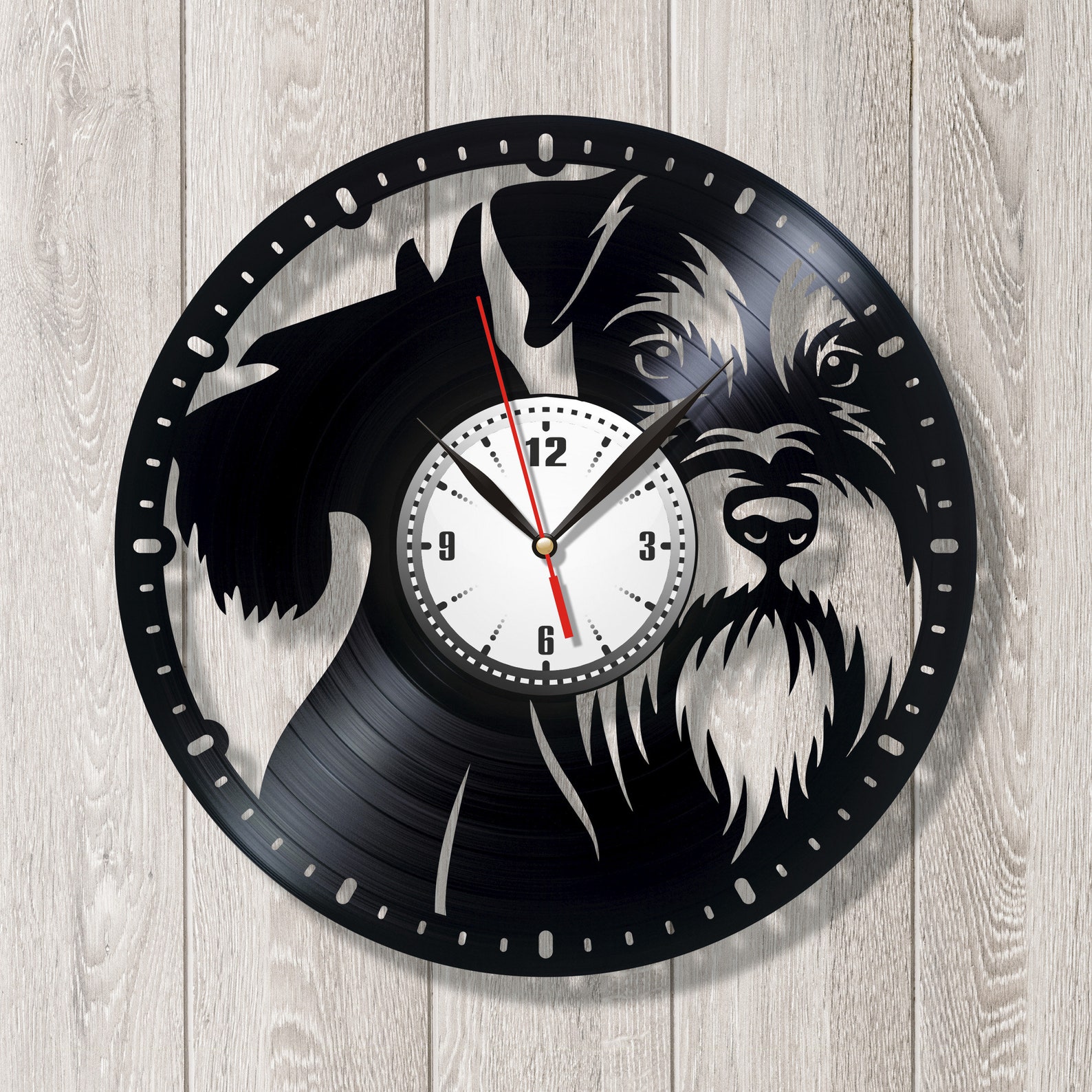 Schnauzer Clock Dog Clock Wall Clock Animal сlock Round Wall Clock ...