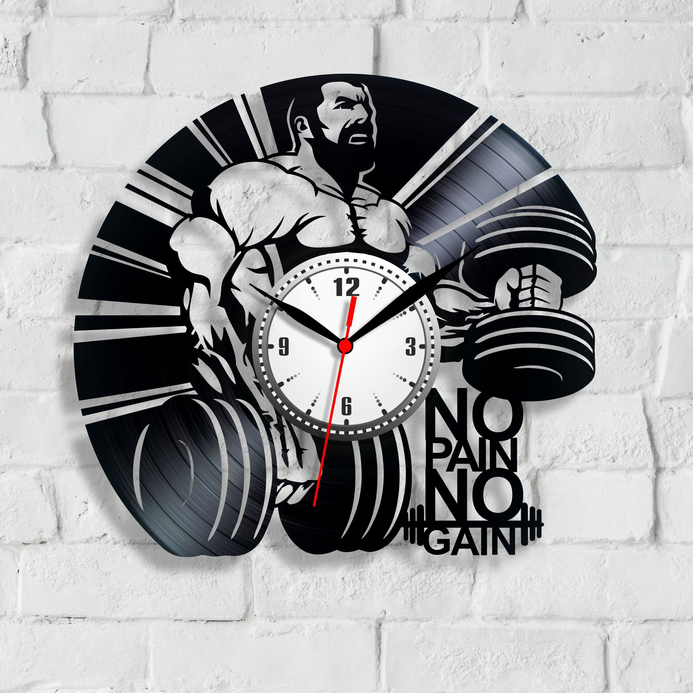 Bodybuilding Record Clocks Strongman No Pain No Gain Gym Clock Crossfit ...