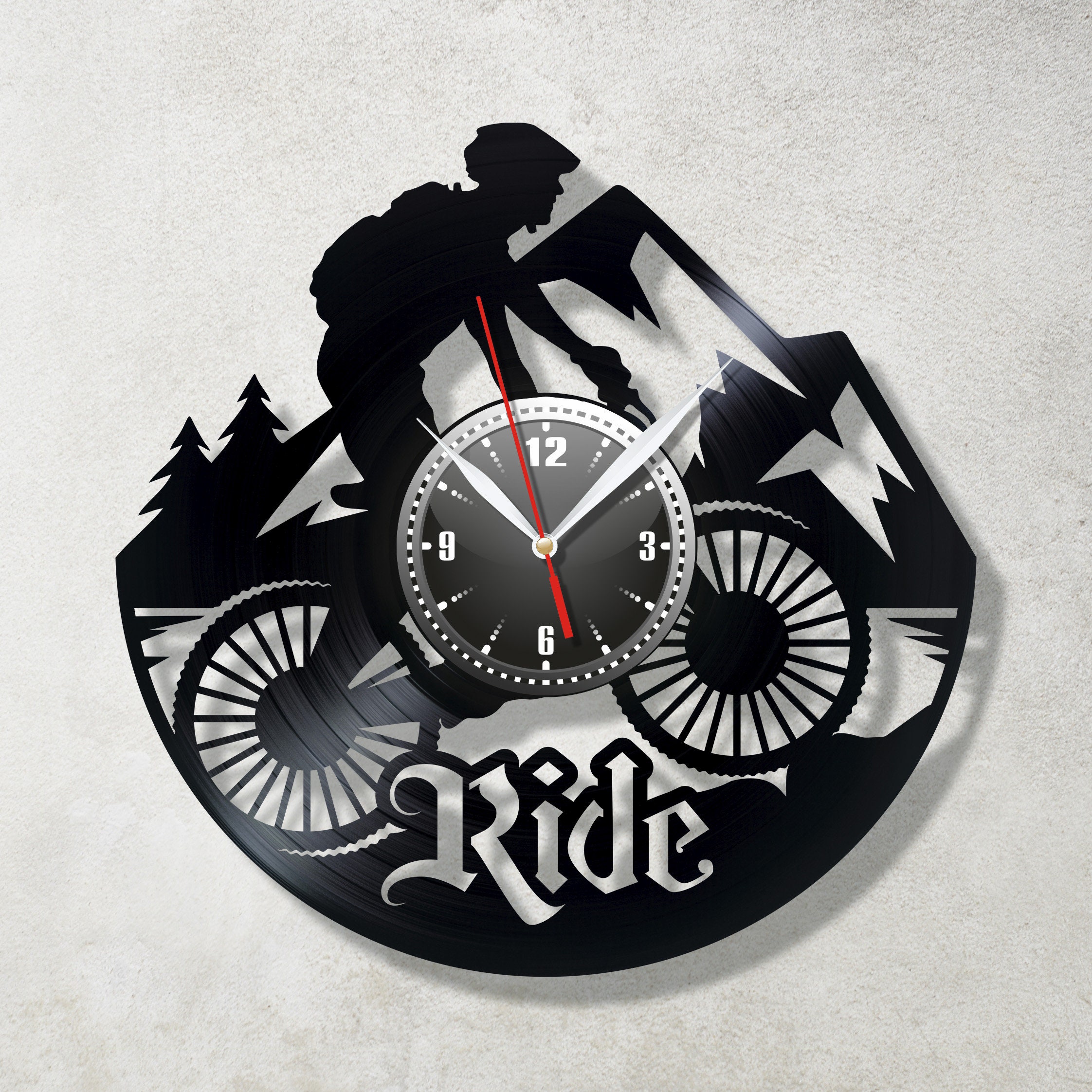 Downhill Bike Clock Bike Clock Mounts Wall Clock Cycling Down Clock ...