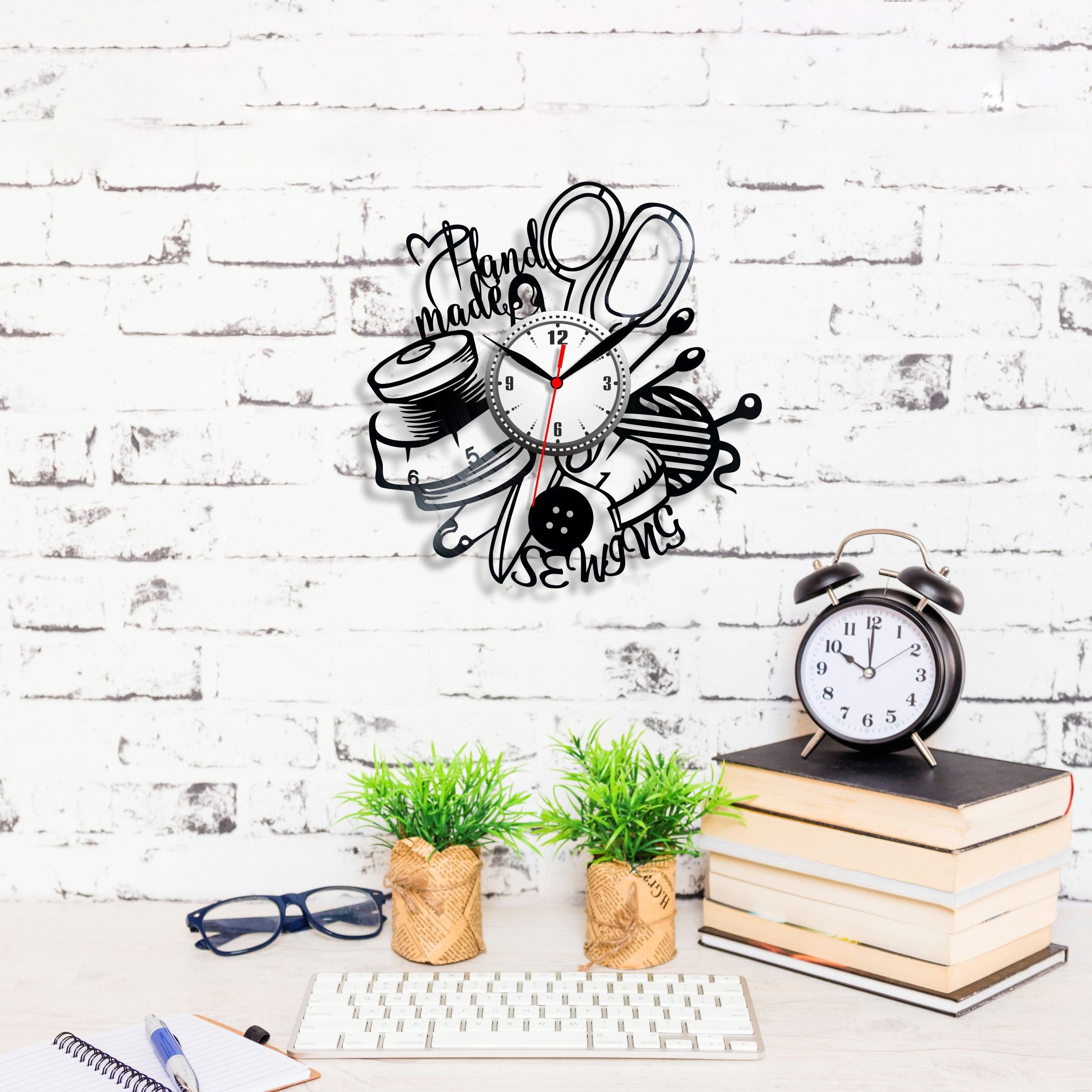 Sewing Clock Wall Clock Crafted Sewing Patterns Sewing Labels - Etsy