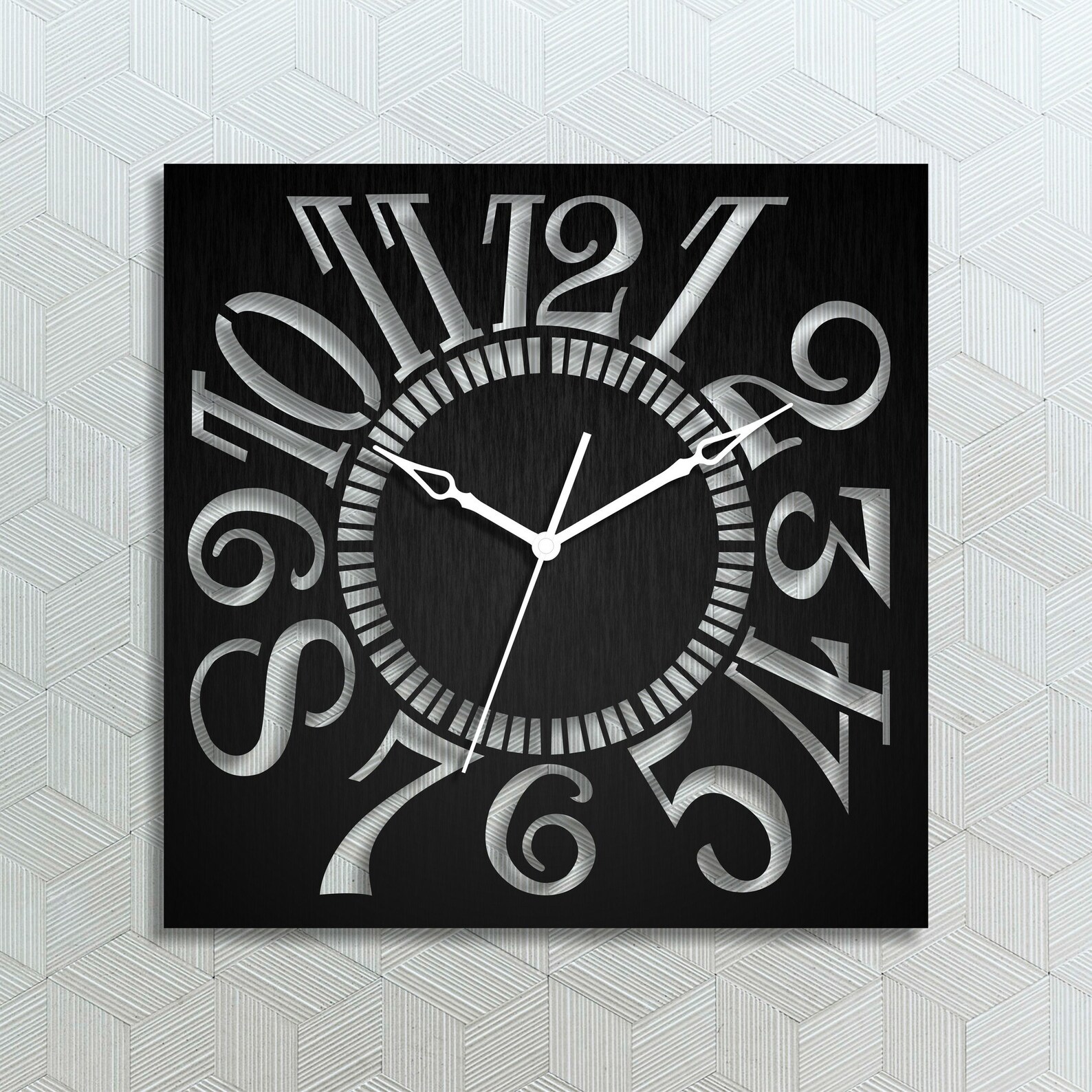 Square Wood Clock Clock With Numbers Original Wood Clock Large Wall ...