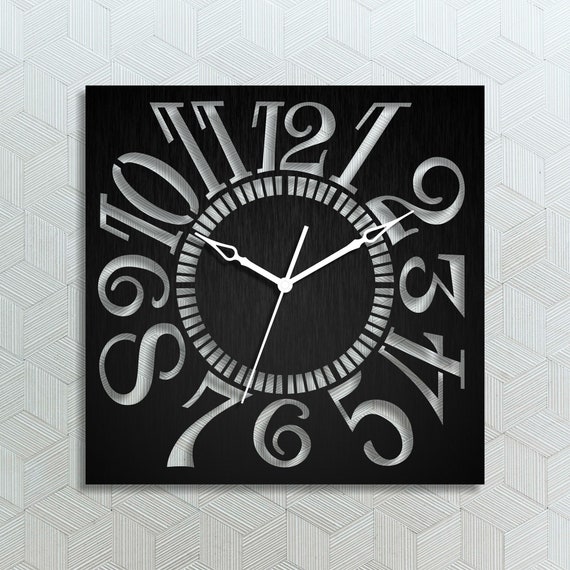 Square Wood Clock Clock With Numbers Original Wood Clock Large | Etsy