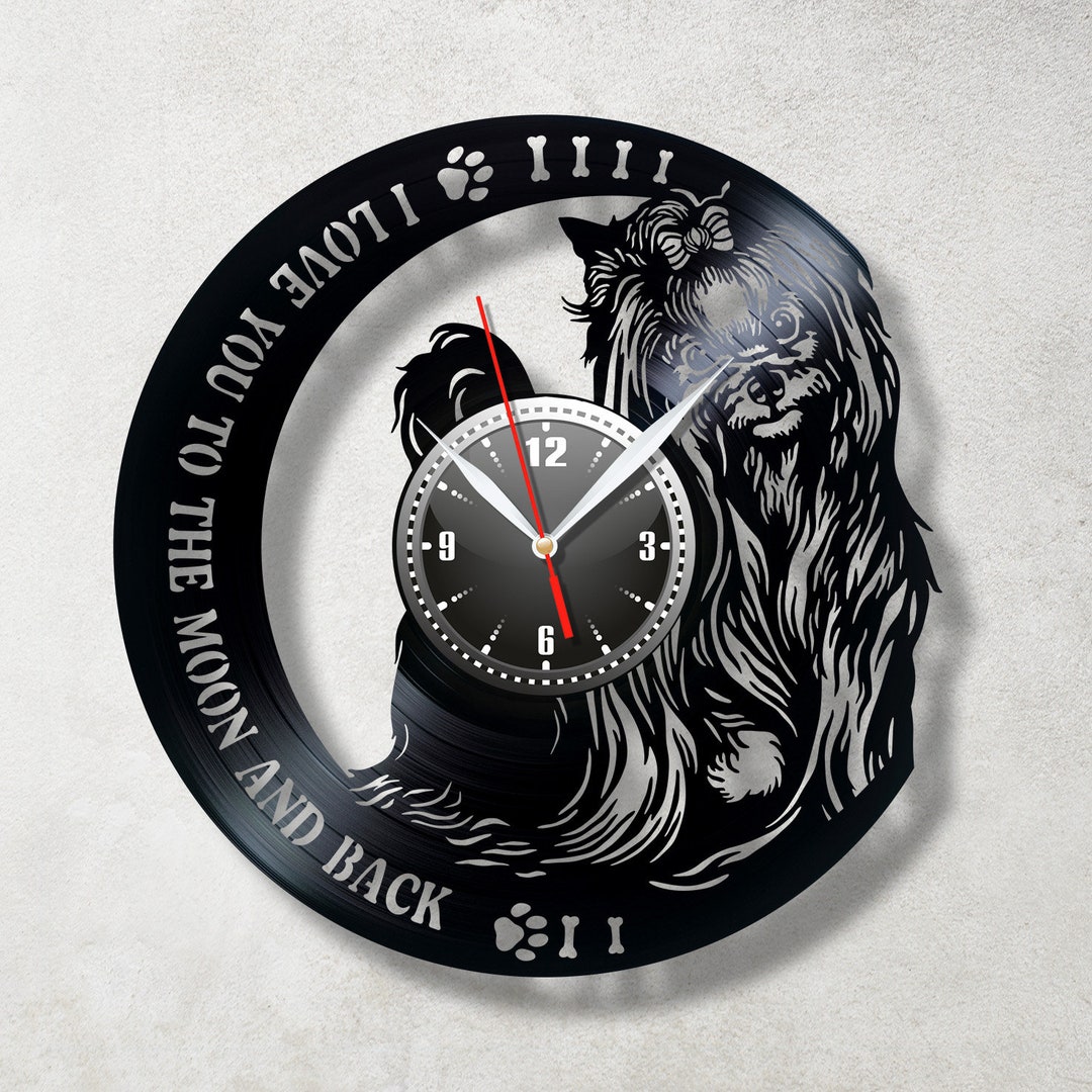 Yorkshire Terrier Clock Record Clock Dogs Clock Clock Yorkshire Animals ...