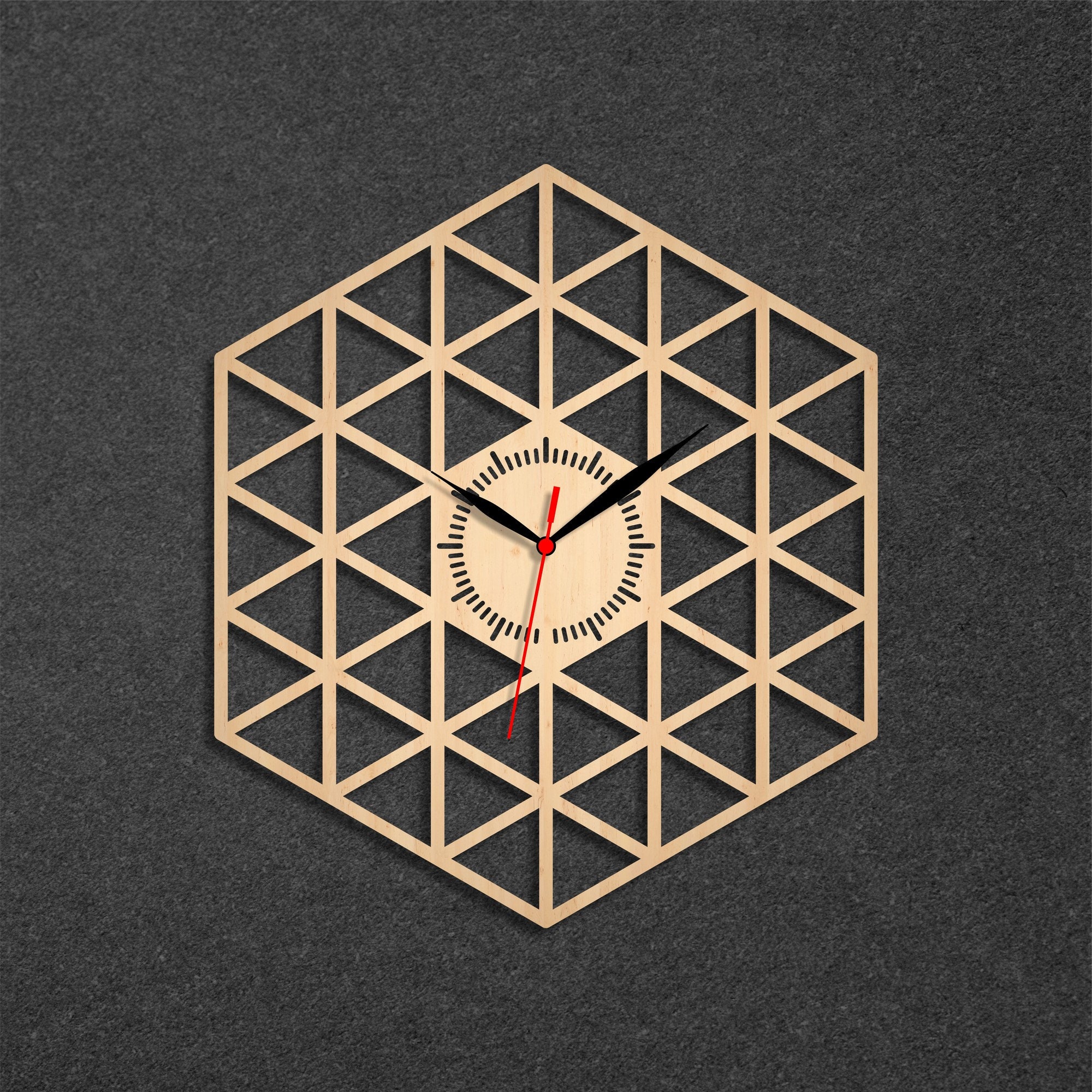 Geometric Clock Eco Items Rome Clock Wall Vintage Clock Natural Clock ...