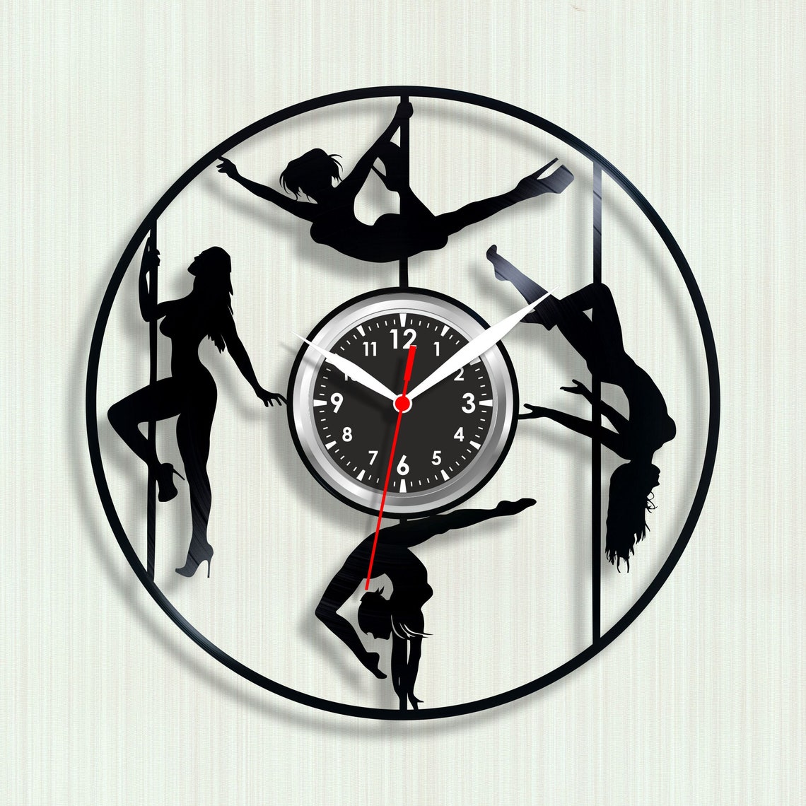 Pole Dance Record Clock Girls Clock Vintage Clock Sexy Decor Sexy Clock ...