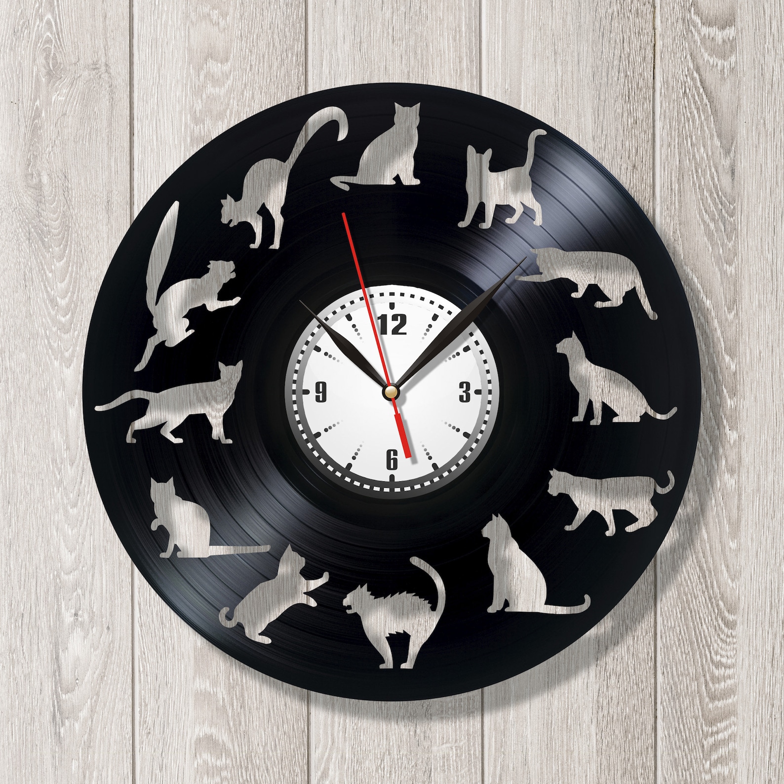 Cat Clock Record Clocks Cats Clocks Animal Clock Vintge Clock I Love ...