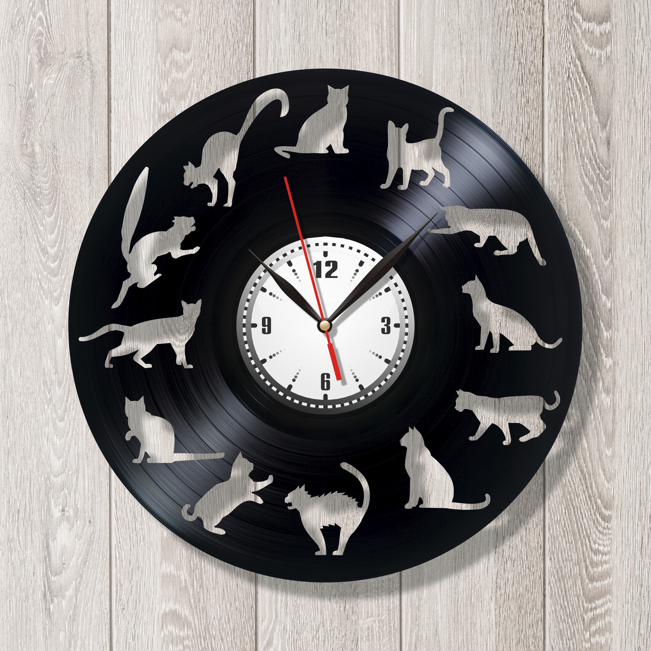 Cat Clock Record Clocks Cats Clocks Animal Clock Vintge Clock I Love ...