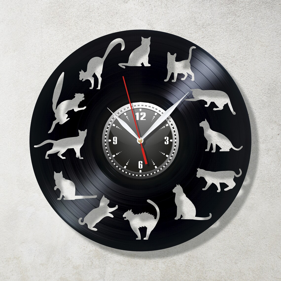 Cat Clock Record Clocks Cats Clocks Animal Clock Vintge Clock I Love ...