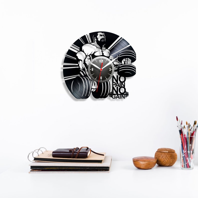 Bodybuilding Record Clocks Strongman No Pain No Gain Gym Clock Crossfit ...