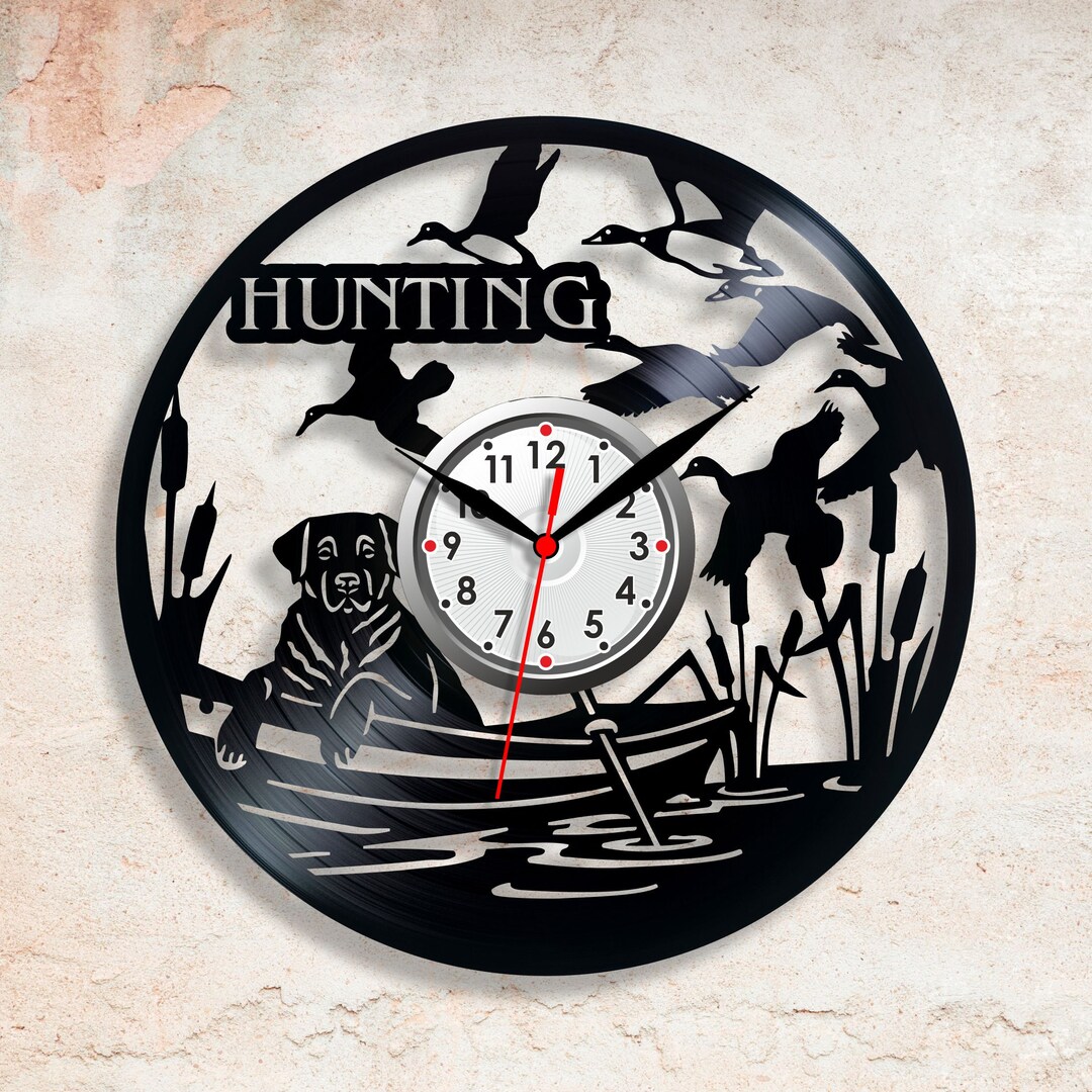 Walll Clocks Hunting Hunting Club Hunter Costume Fathers Day Gift Gun ...