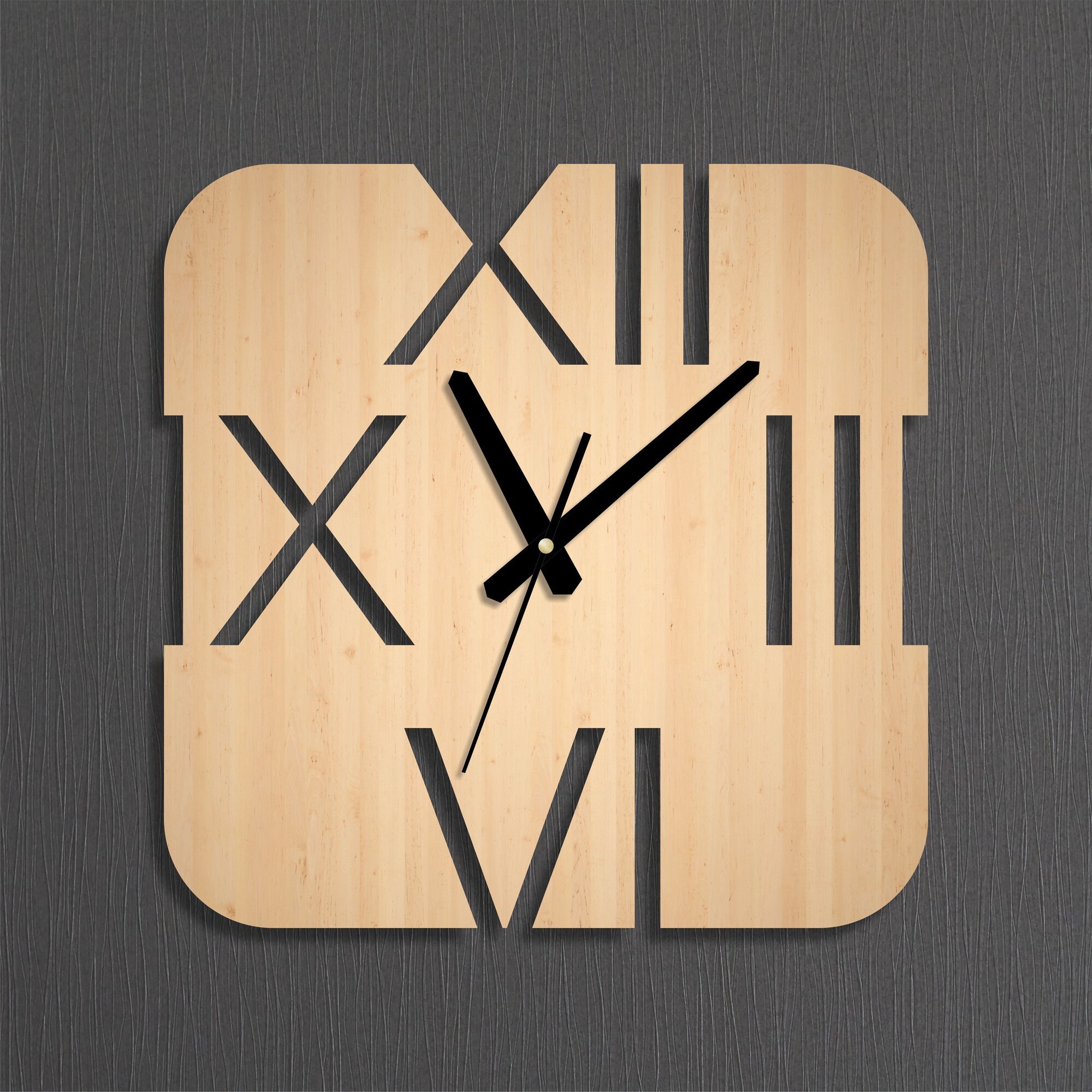 Square Clock Clock With Res Arrows Original Wood Clock Large Wall Clock ...