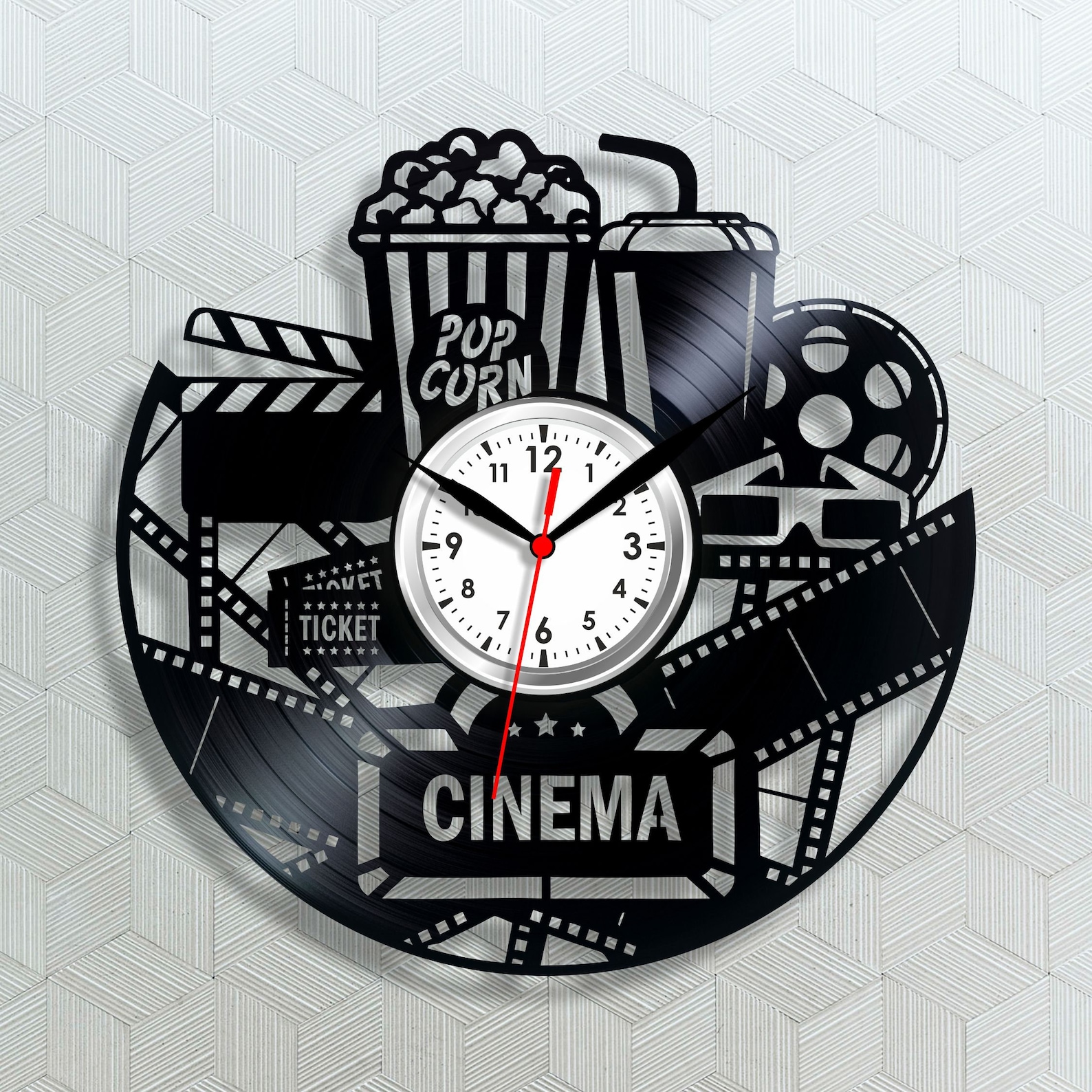 Cinema Clock Record Clock Cinema Decor Clocks Movie Decorations Film ...