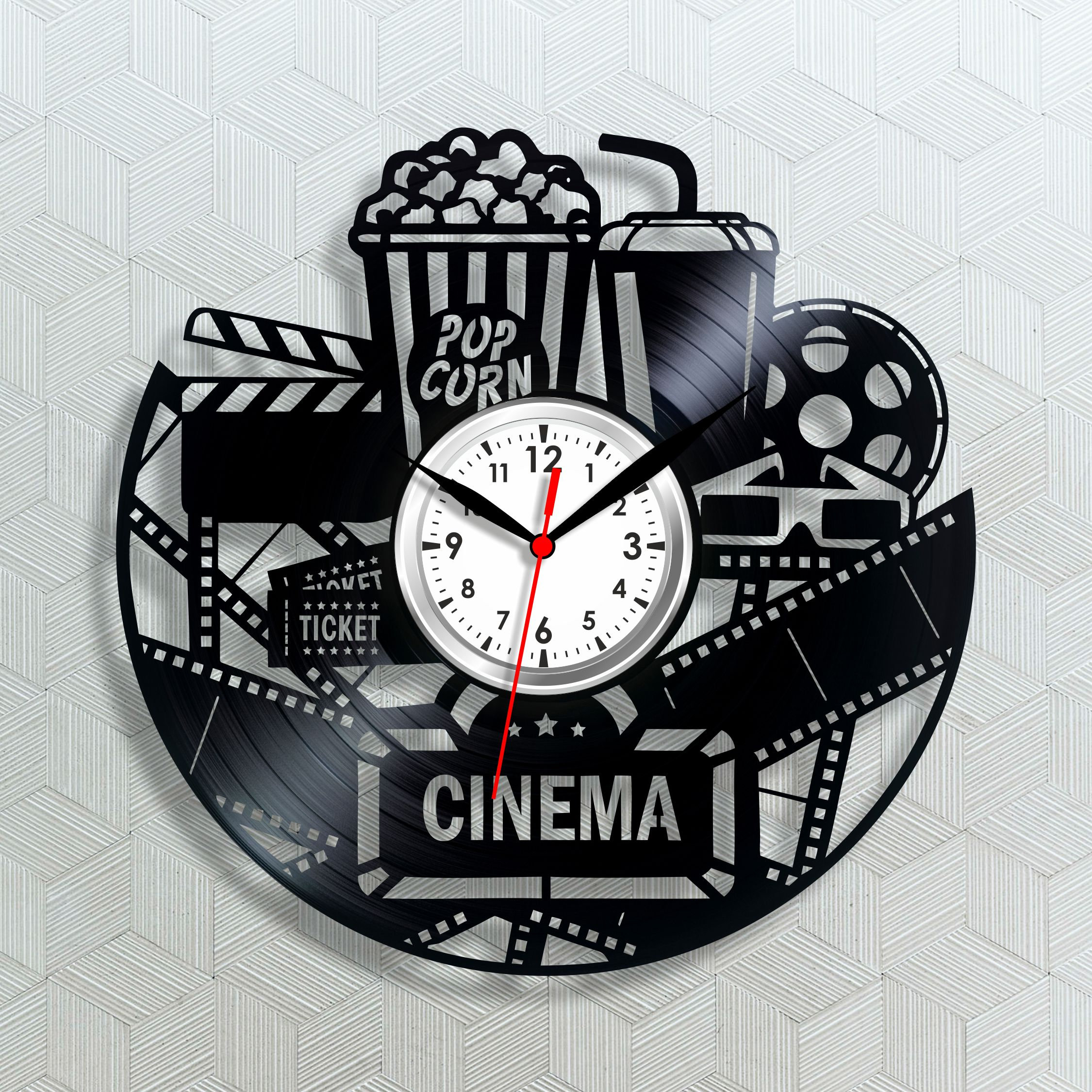 Reloj de cine Grabar reloj Película decoración relojes Decoraciones de ...