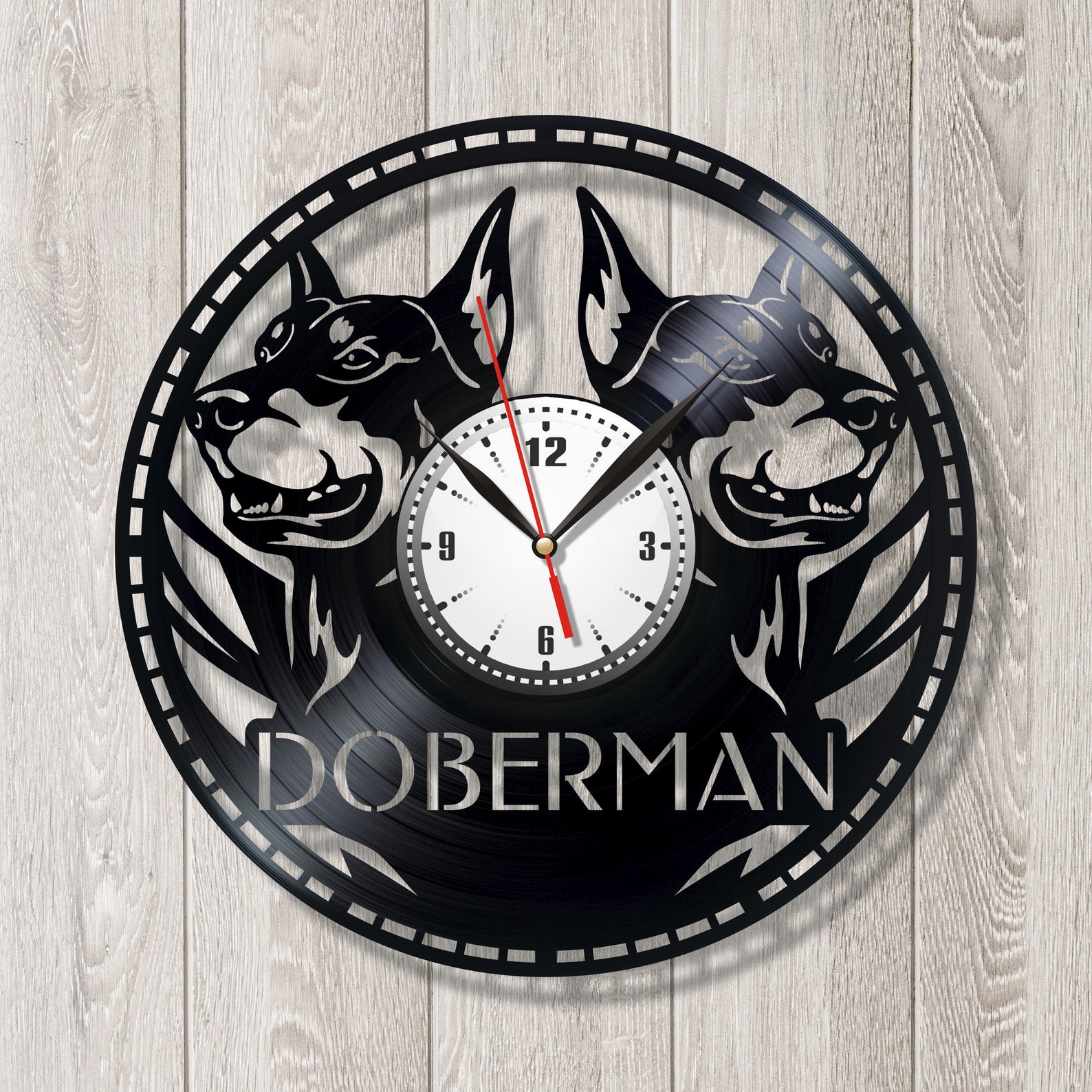 Doberman Clock Dog Clocks Dog Lovers Doberman Pincher Dog вecor Custom ...