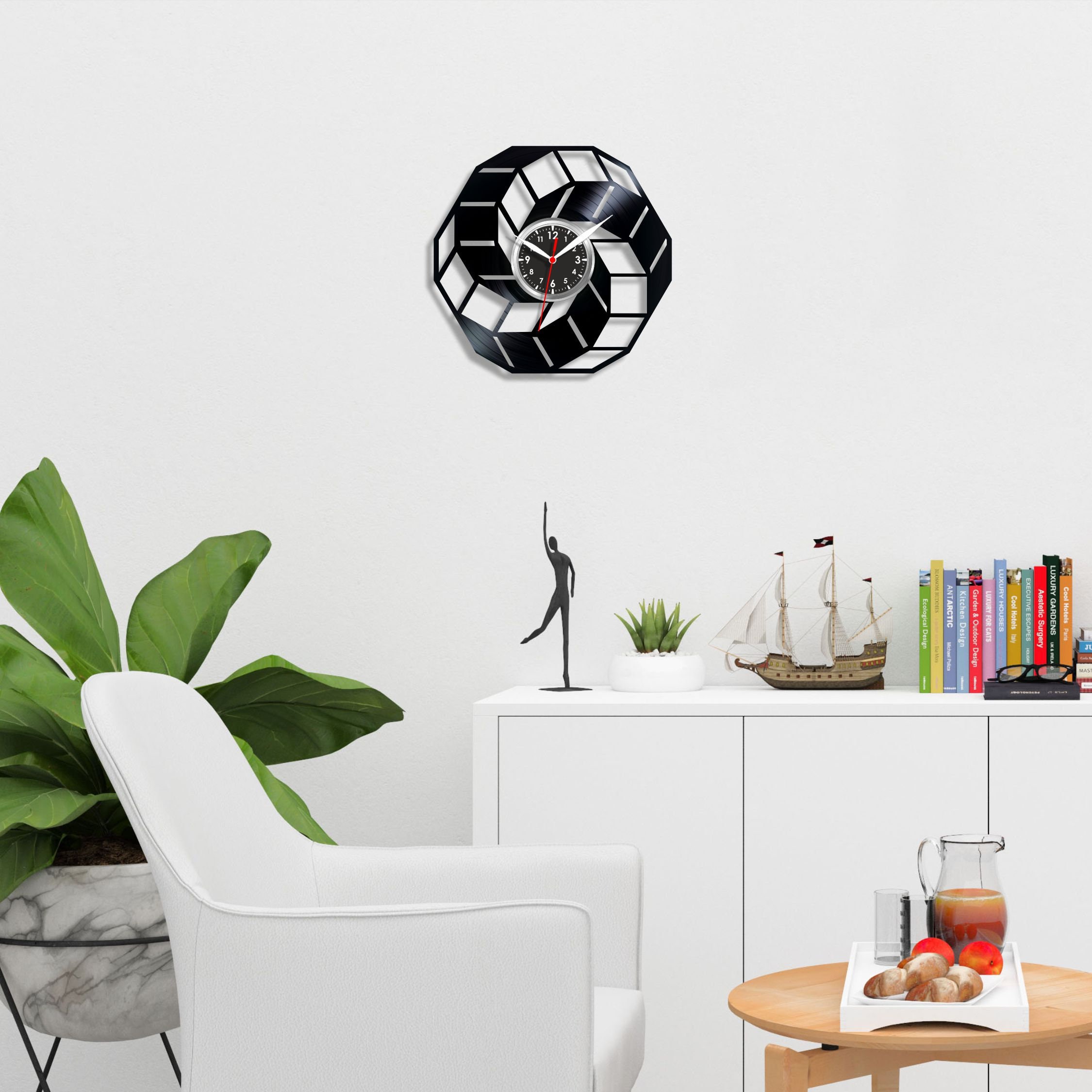 Reloj de pared moderno impresión geométrica adornos abstractos reloj de ...