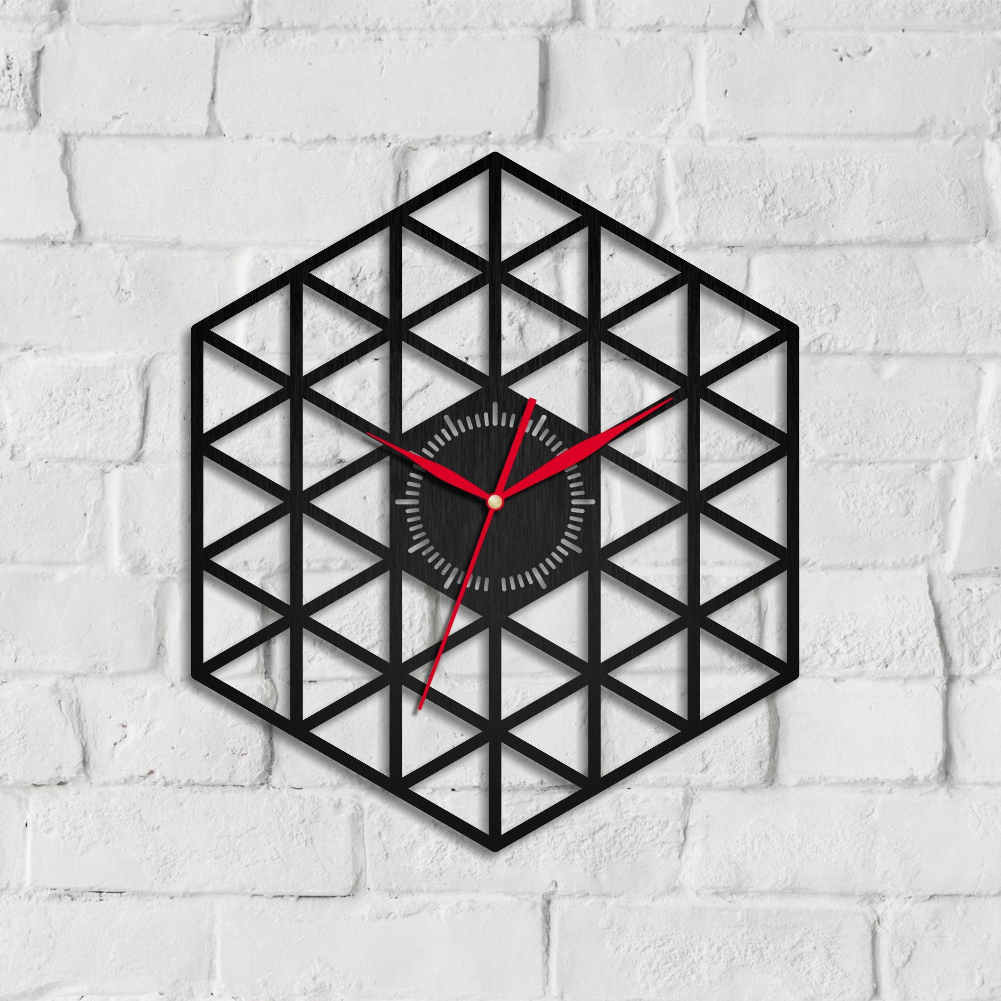 Geometric Clock Eco Items Rome Clock Wall Vintage Clock Natural Clock ...