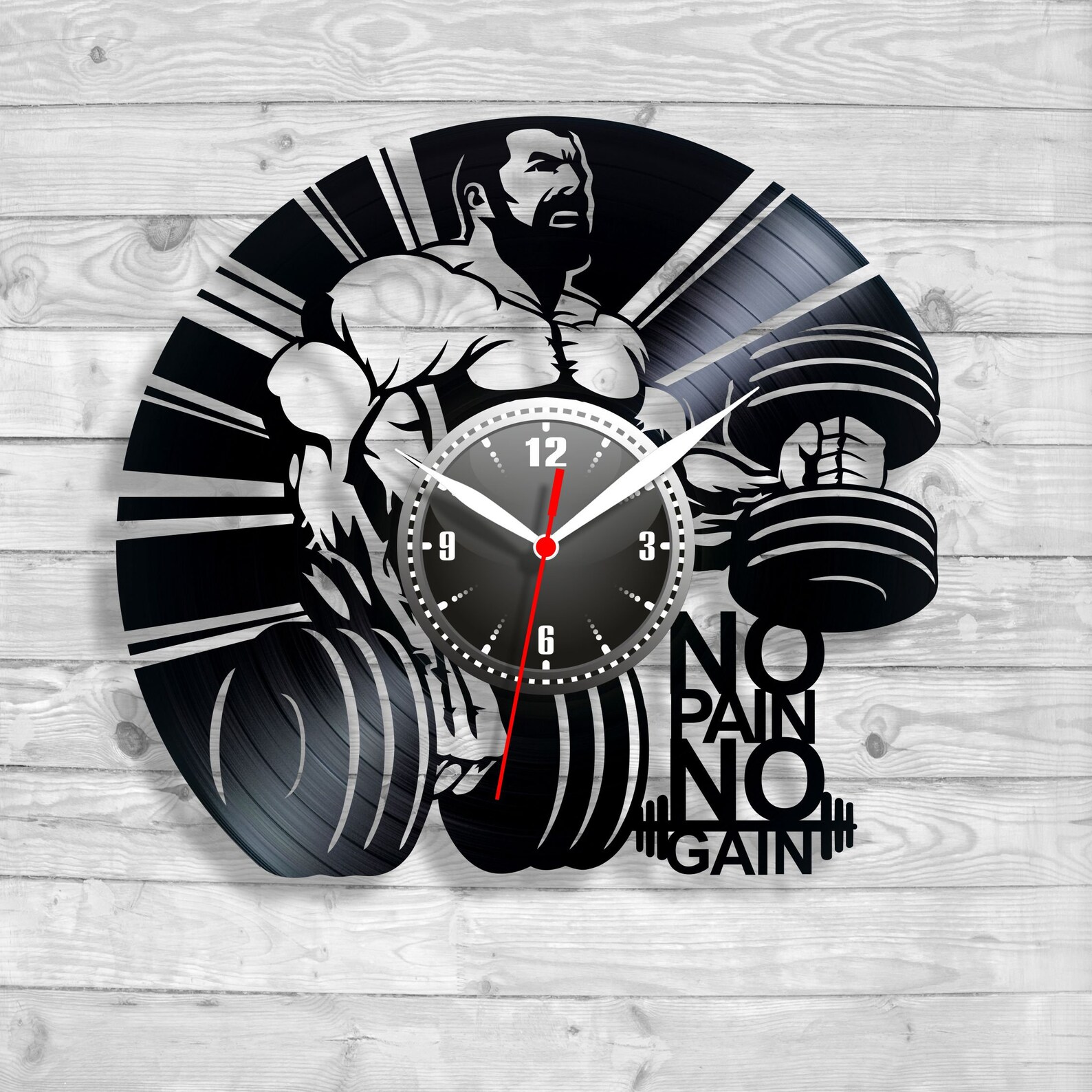 Bodybuilding Record clocks Strongman No pain no gain Gym clock | Etsy
