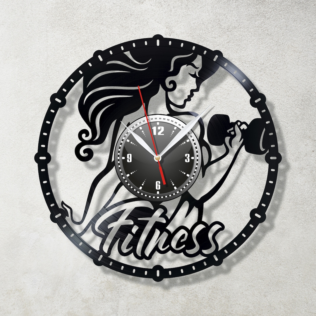 Fitness Clock Wall Clock Fitness Decor Fitness Ideas Fitness Art Clock ...