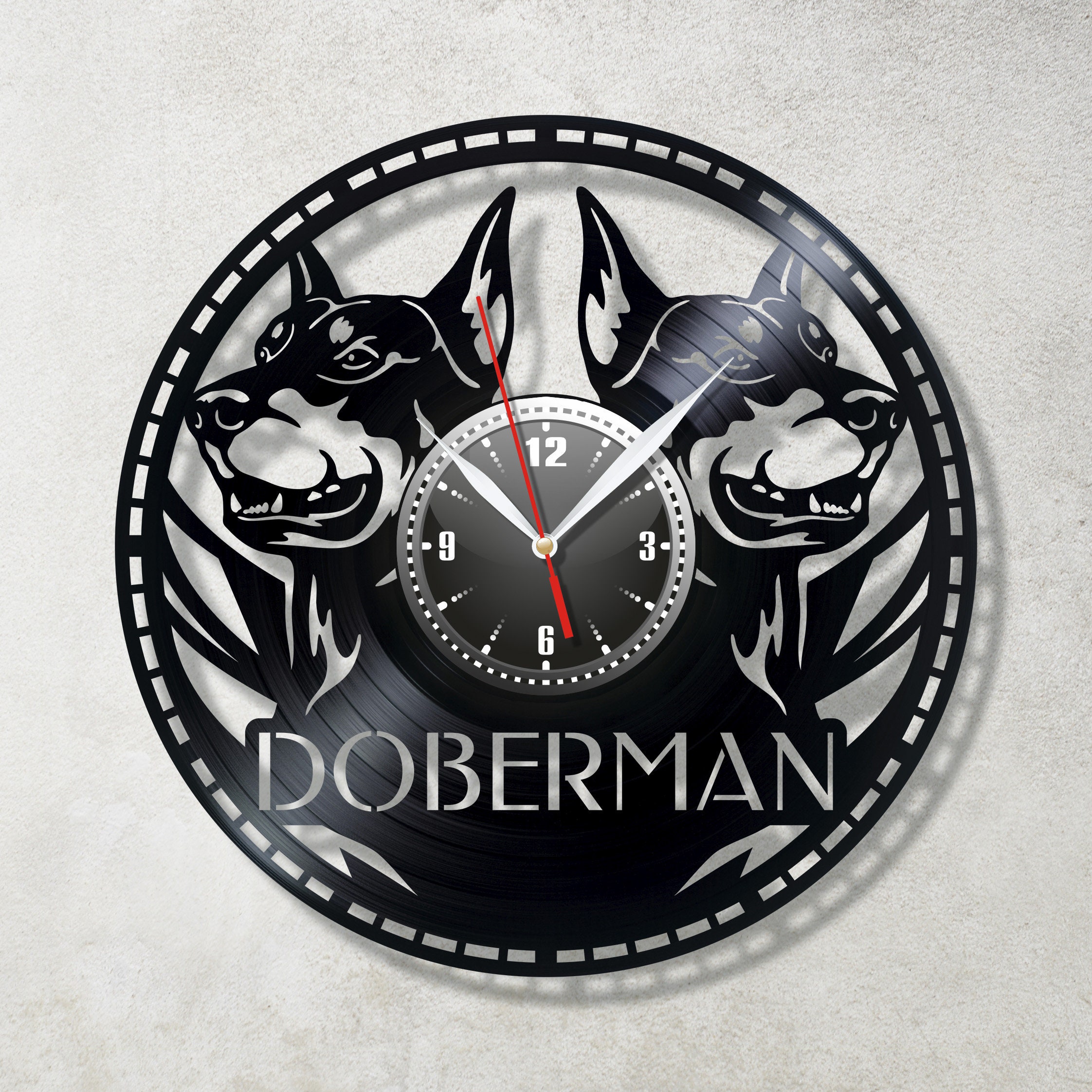 Doberman Clock Dog Clocks Dog Lovers Doberman Pincher Dog вecor Custom ...