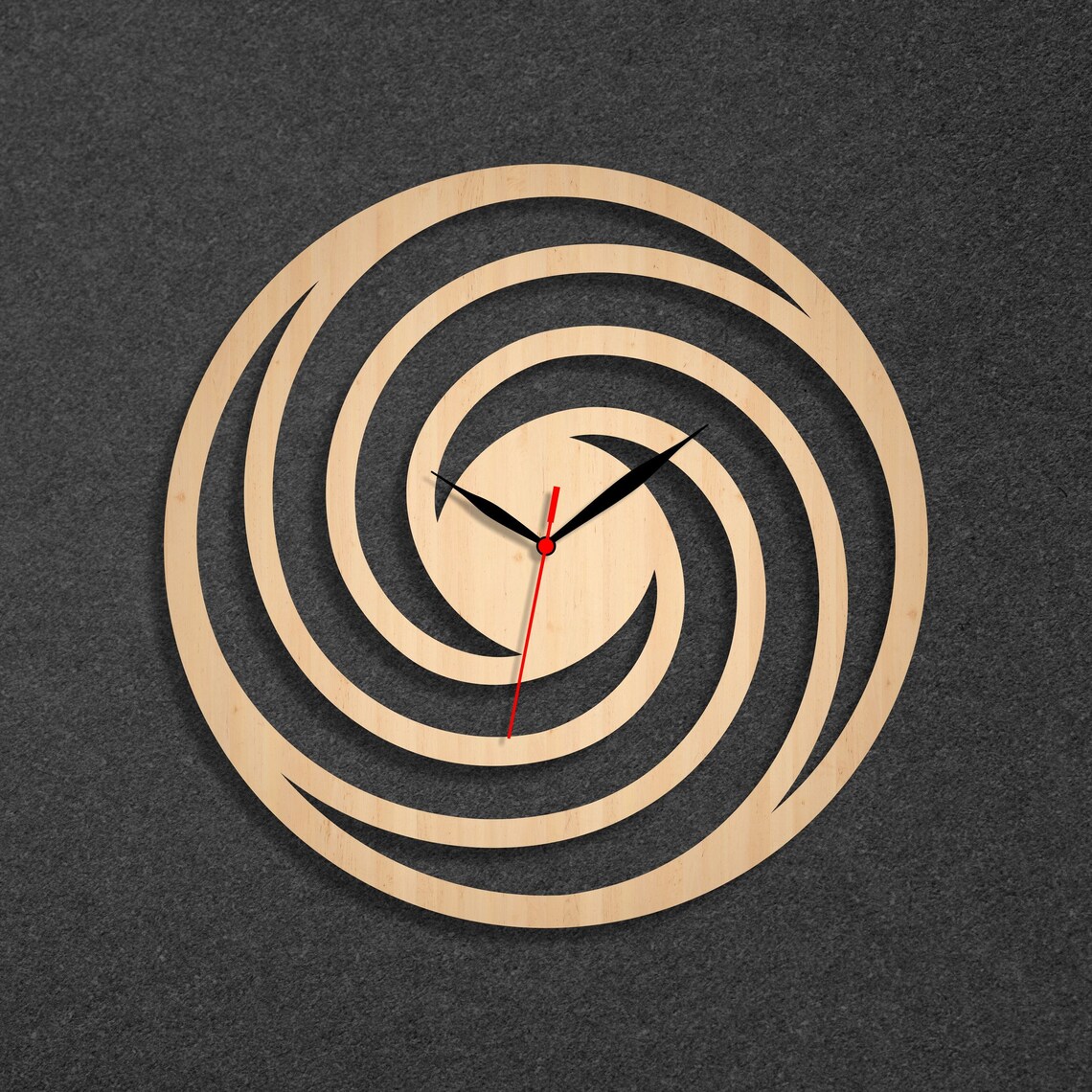 Illusions Clock Round Wood Clock Natural Clock Best Gift Spiral Black ...