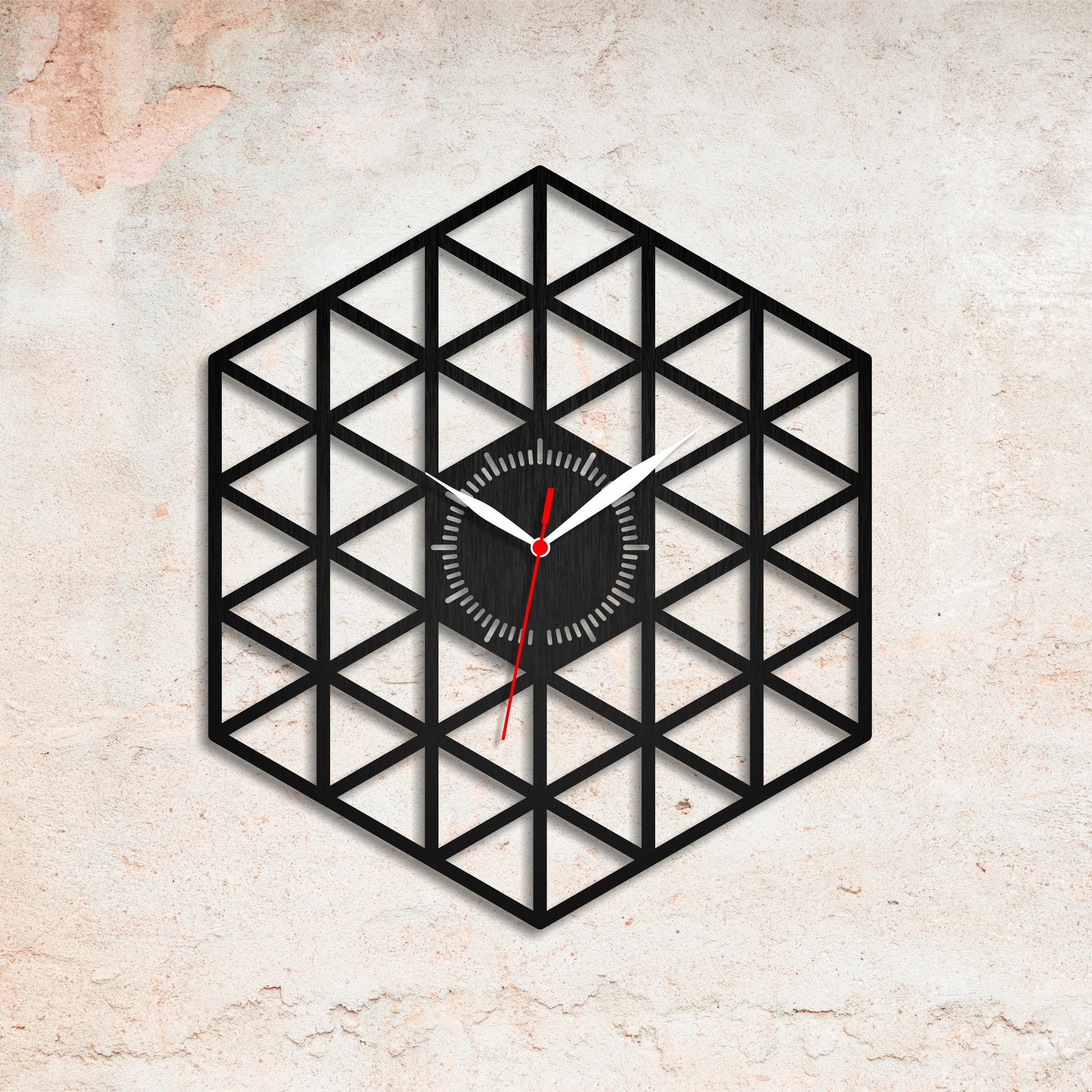 Geometric Clock Eco Items Rome Clock Wall Vintage Clock Natural Clock ...