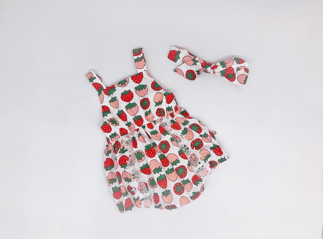 Baby Romper, Strawberry Baby Romper, Baby Girl Romper, Bubble Romper ...