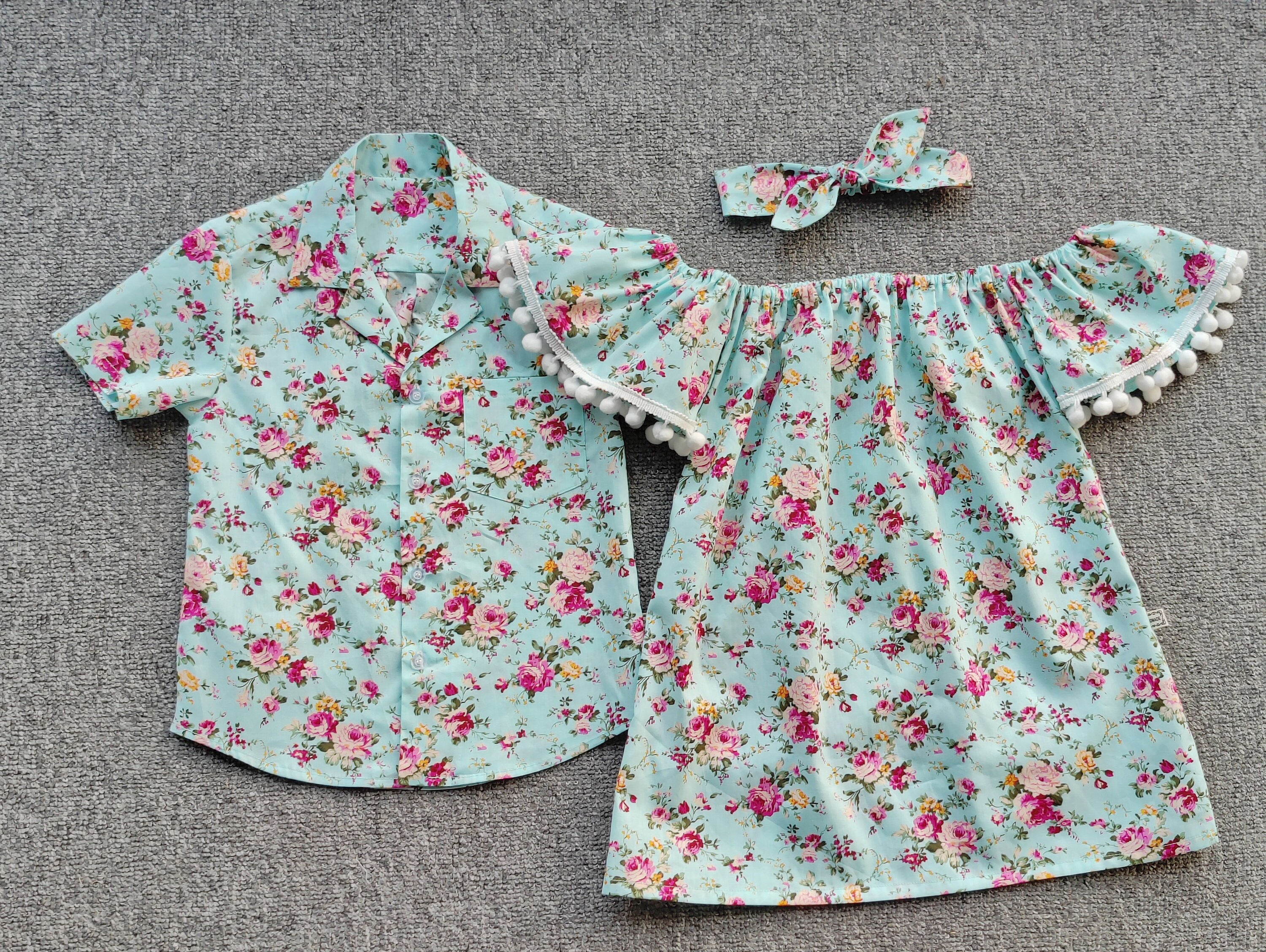 Floral Brother Sister Matching Outfits, Cotton Sibling Set, Family ...