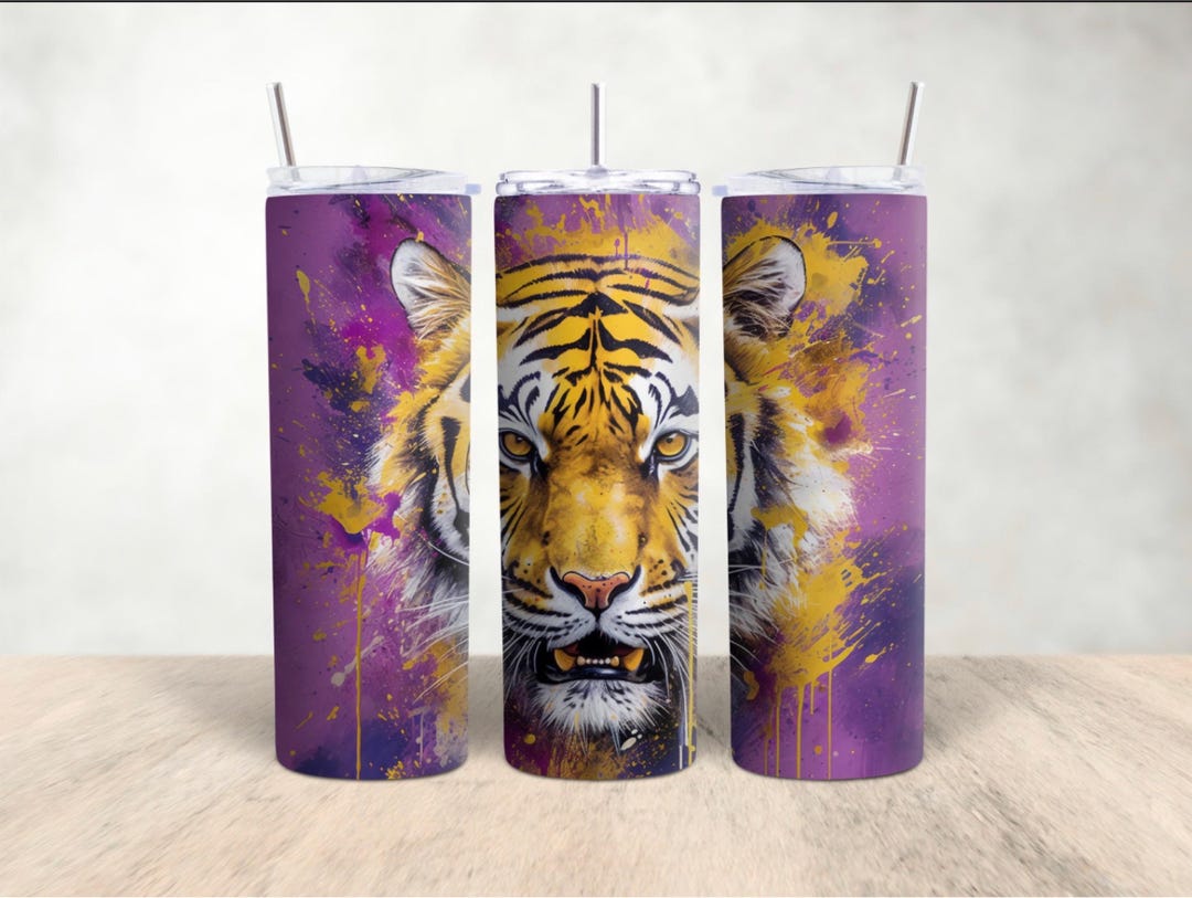 LSU Tigers 20oz Sublimation Tumbler: Stainless Steel Straw & Lid - Etsy