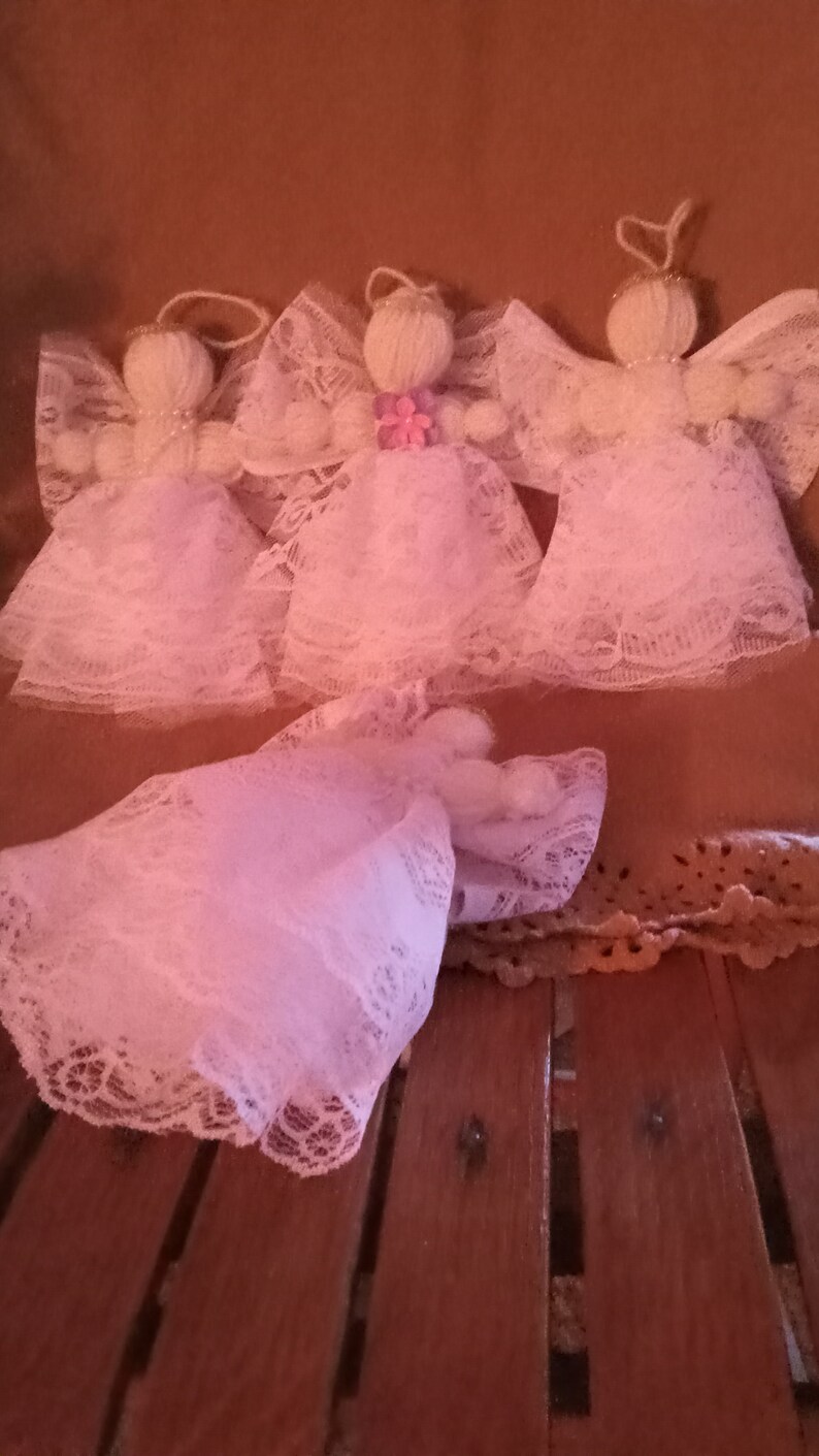 Set of 4, Handmade Lace Angel Ornaments - Etsy