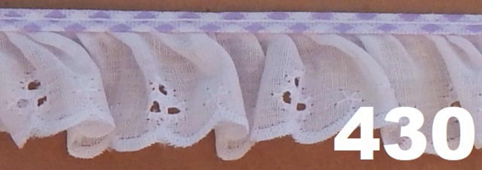 1" White Ruffled Eyelet With Gingham Binding, Available in 1, 3, 5, and ...