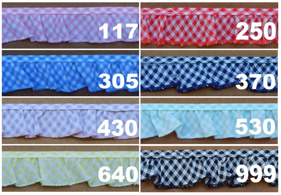 1" Ruffled Gingham Trim, Available in 1, 3, 5, 10 and 50 Yard Pieces ...