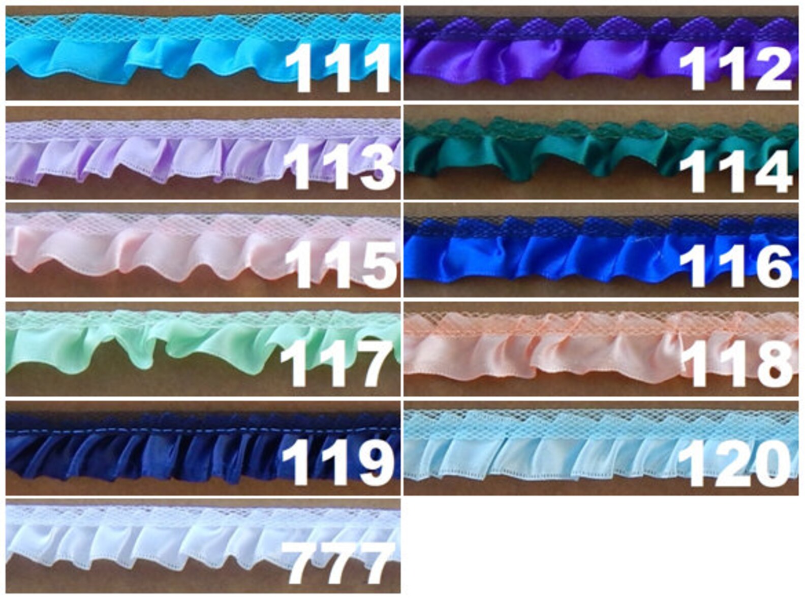 5/8" Gathered Ribbon, Available in 1, 3, 5, 10, and 50 Yard Pieces ...