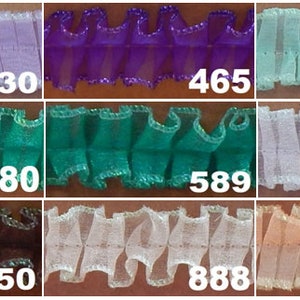 1" Box Pleated Organza Ribbon With Iridescent Edges, Sewn in Center ...