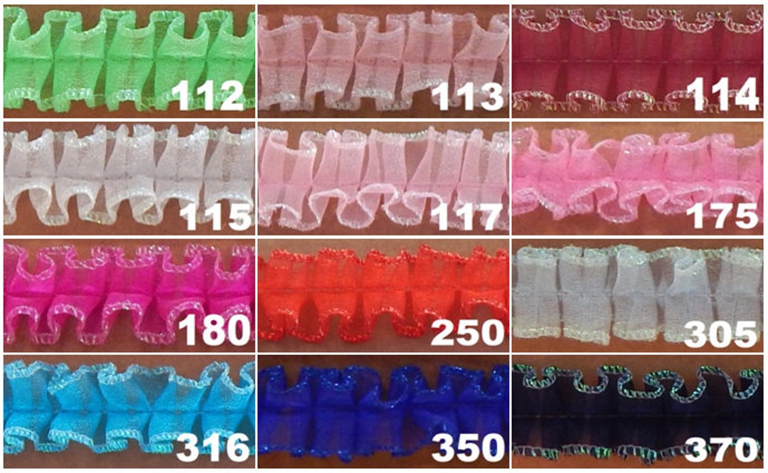 1" Box Pleated Organza Ribbon With Iridescent Edges, Sewn in Center ...