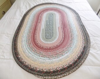 Oval Jelly Roll Rug, New Quilted Vintage Style Rag Rug, 43x27colourful ...