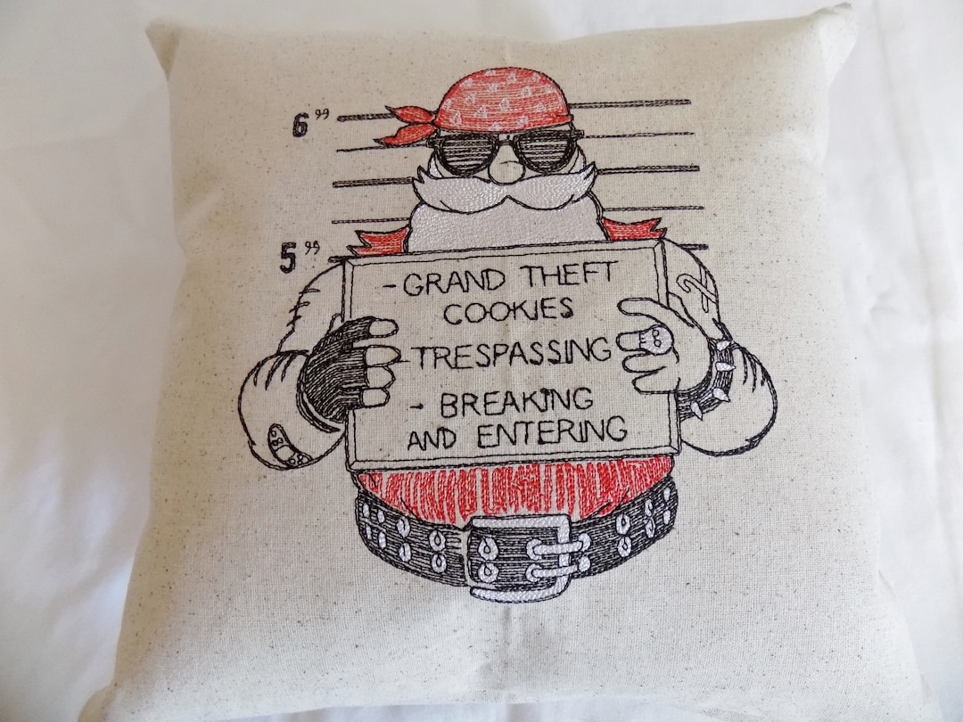 Mug Shot Santa Toss Pillow - Etsy