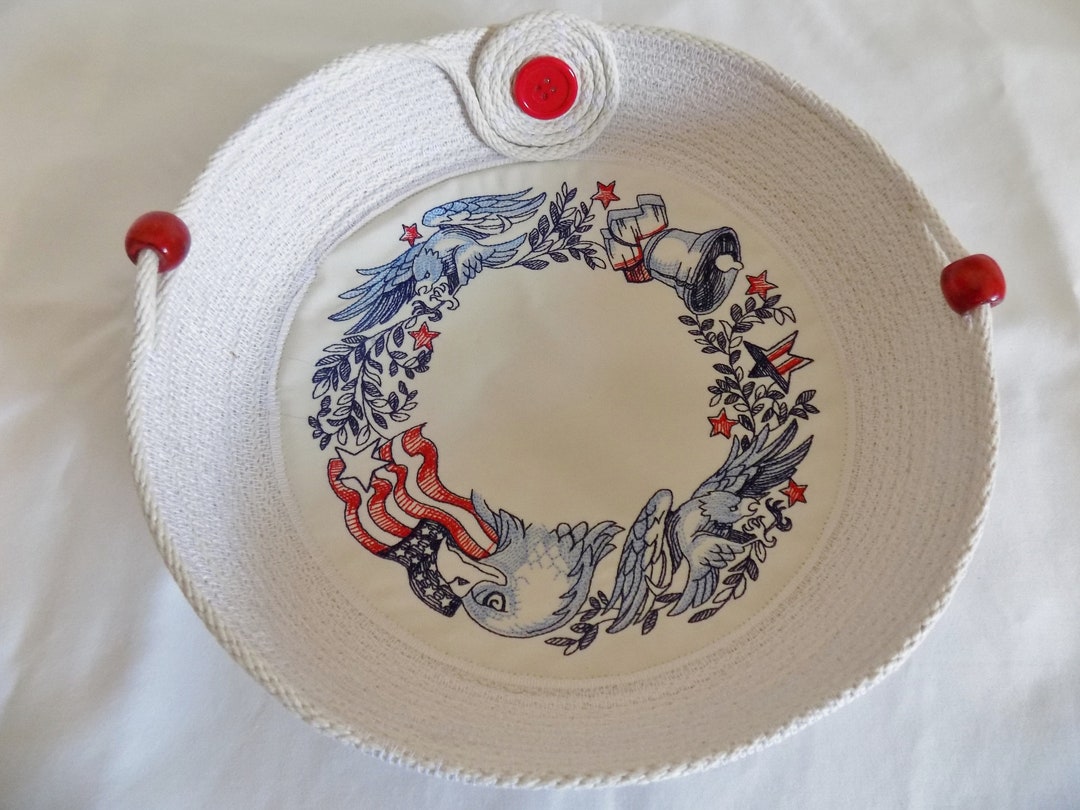 Embroidered Rope Bowl - Etsy
