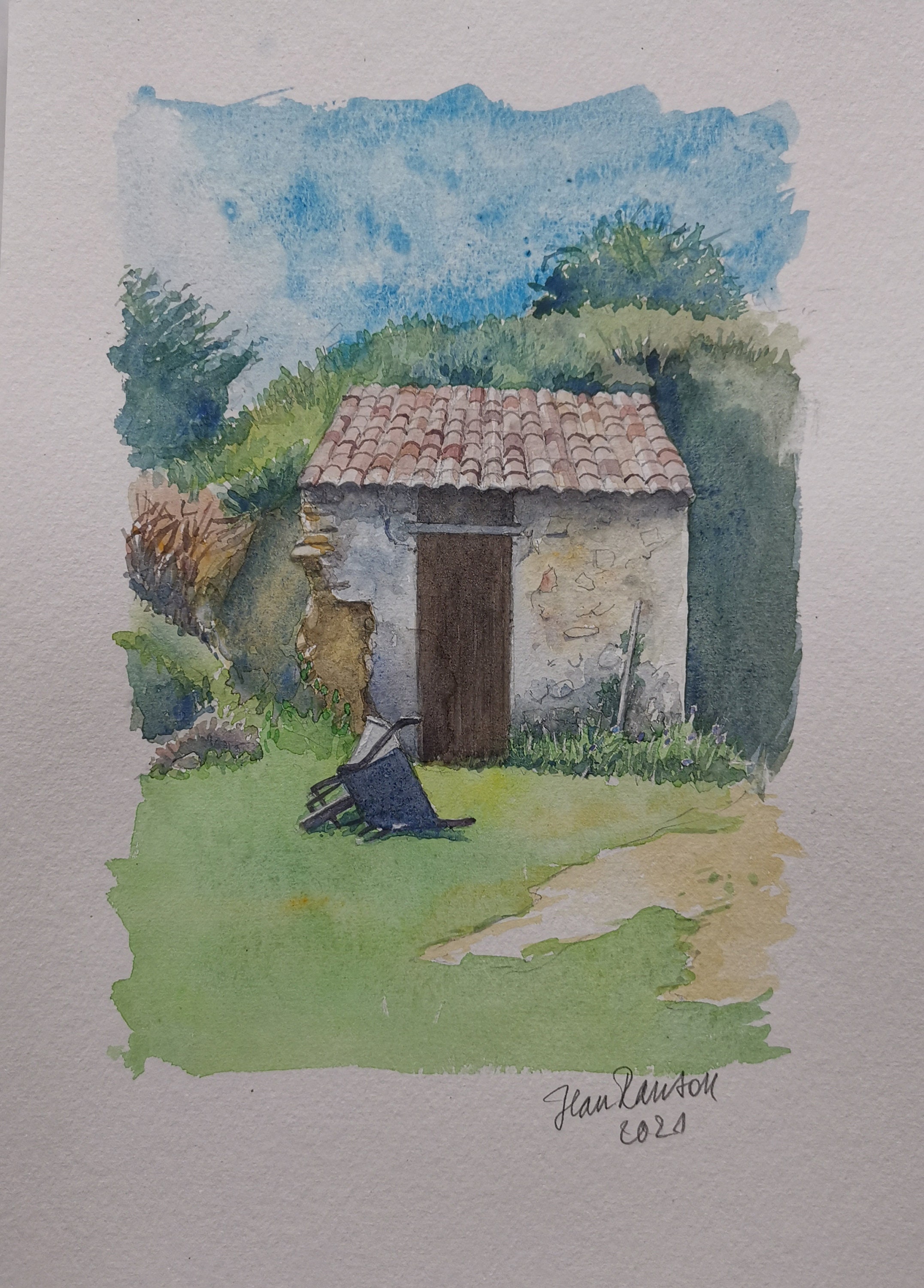 The barn La cabane Original watercolor painting Aquarelle originale ...