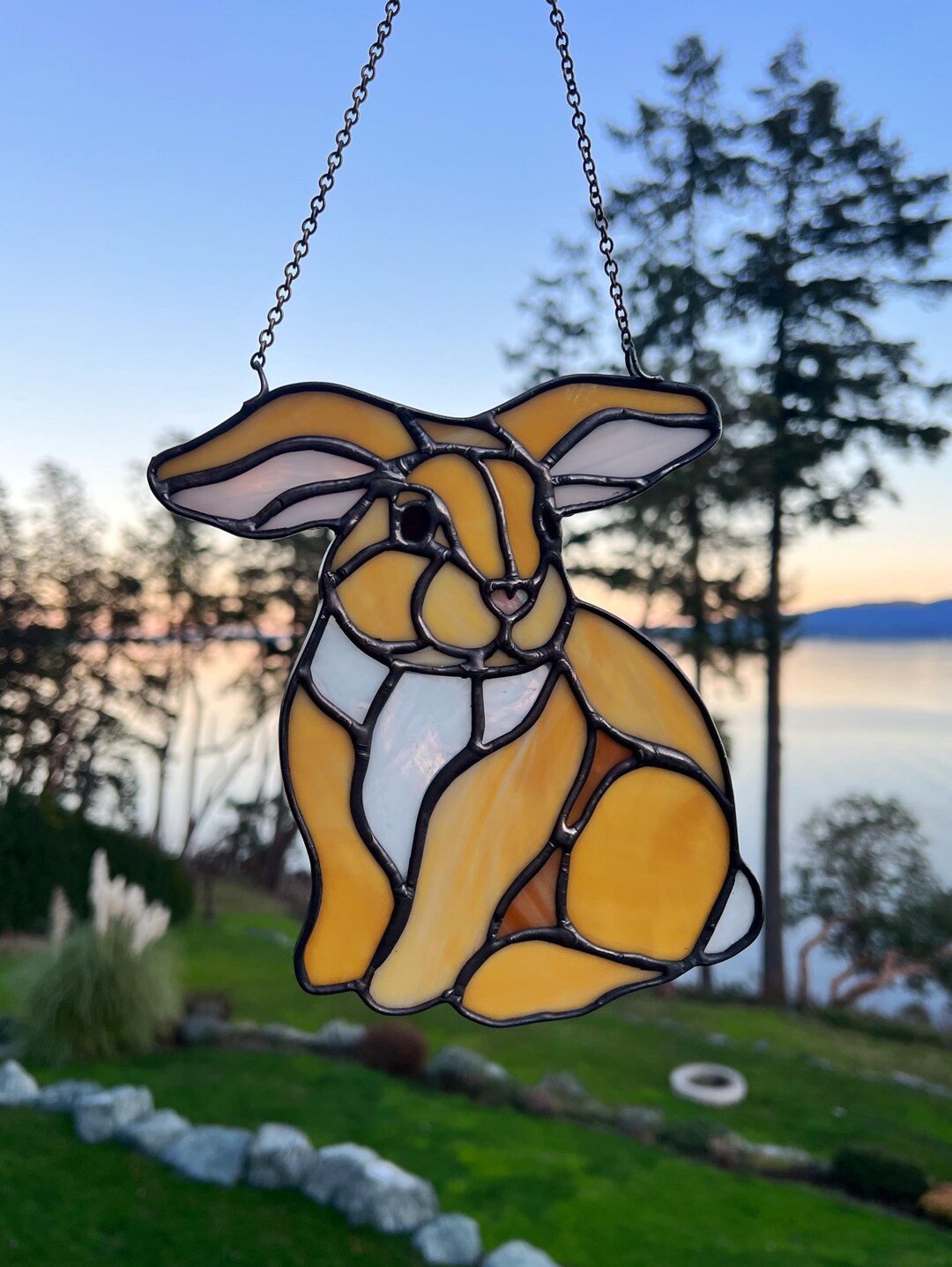 Bunbun, Stained Glass Rabbit Suncatcher, Glass Rabbit Window Hanging - Etsy