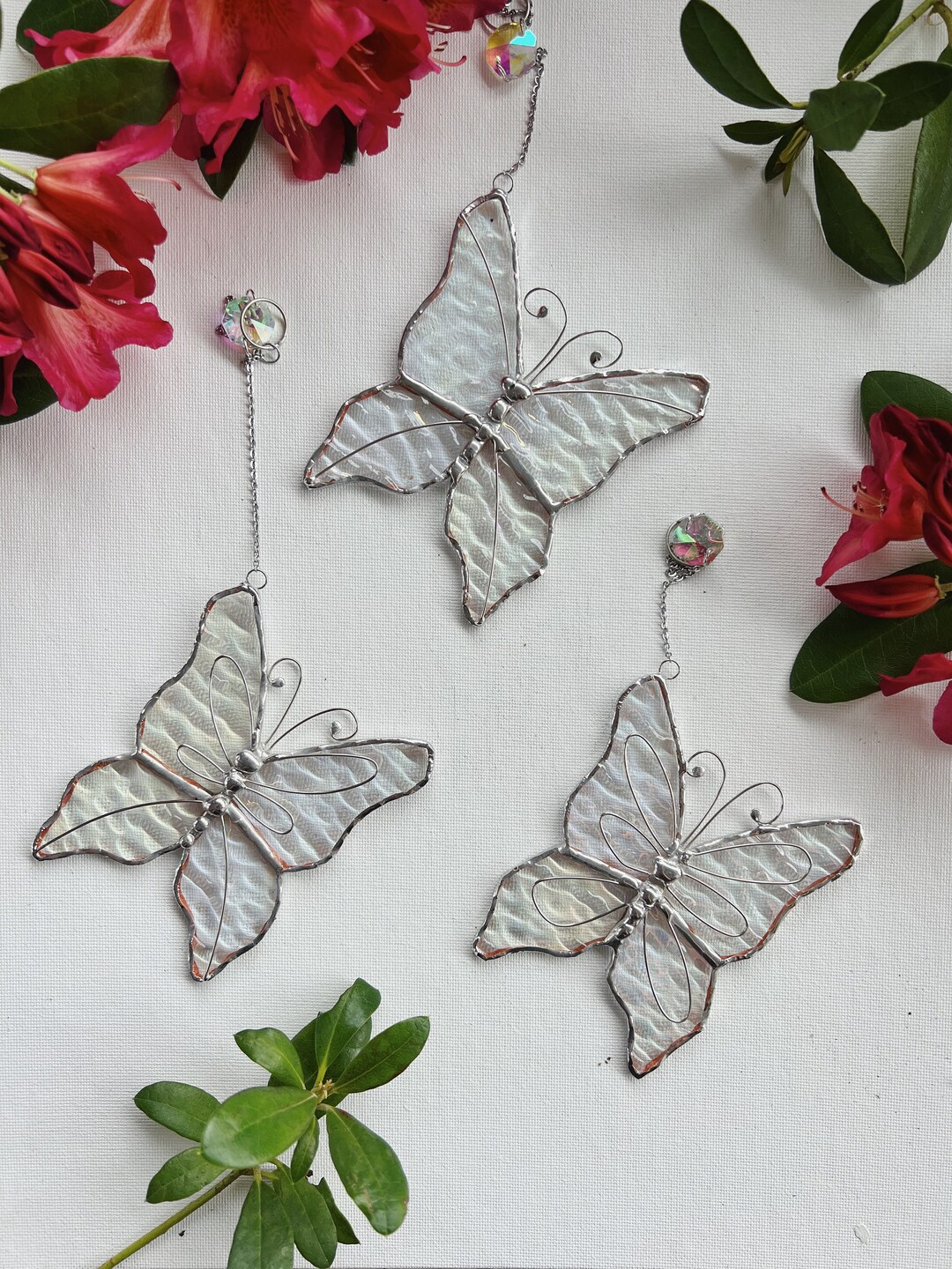Iridescent Stained Glass Butterfly Suncatchers, Glass Butterfly ...