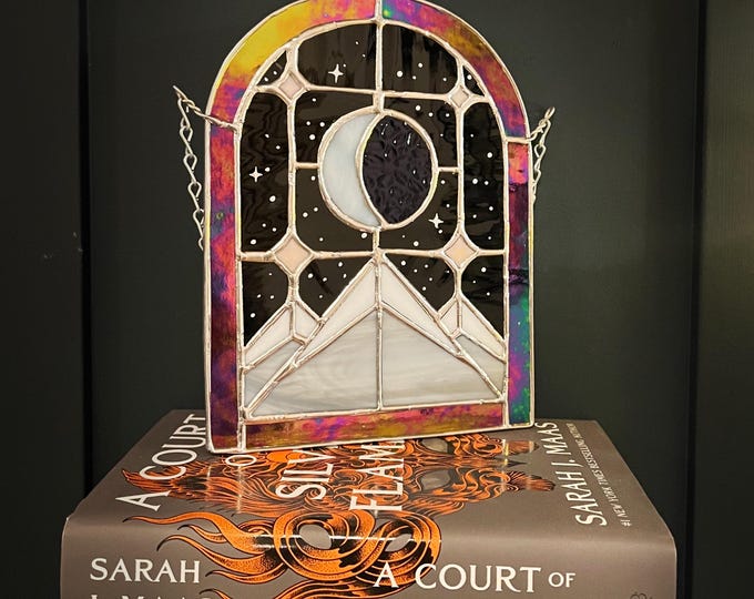 Celestial Mountain Stained Glass Window, Mountain and Star Stained ...