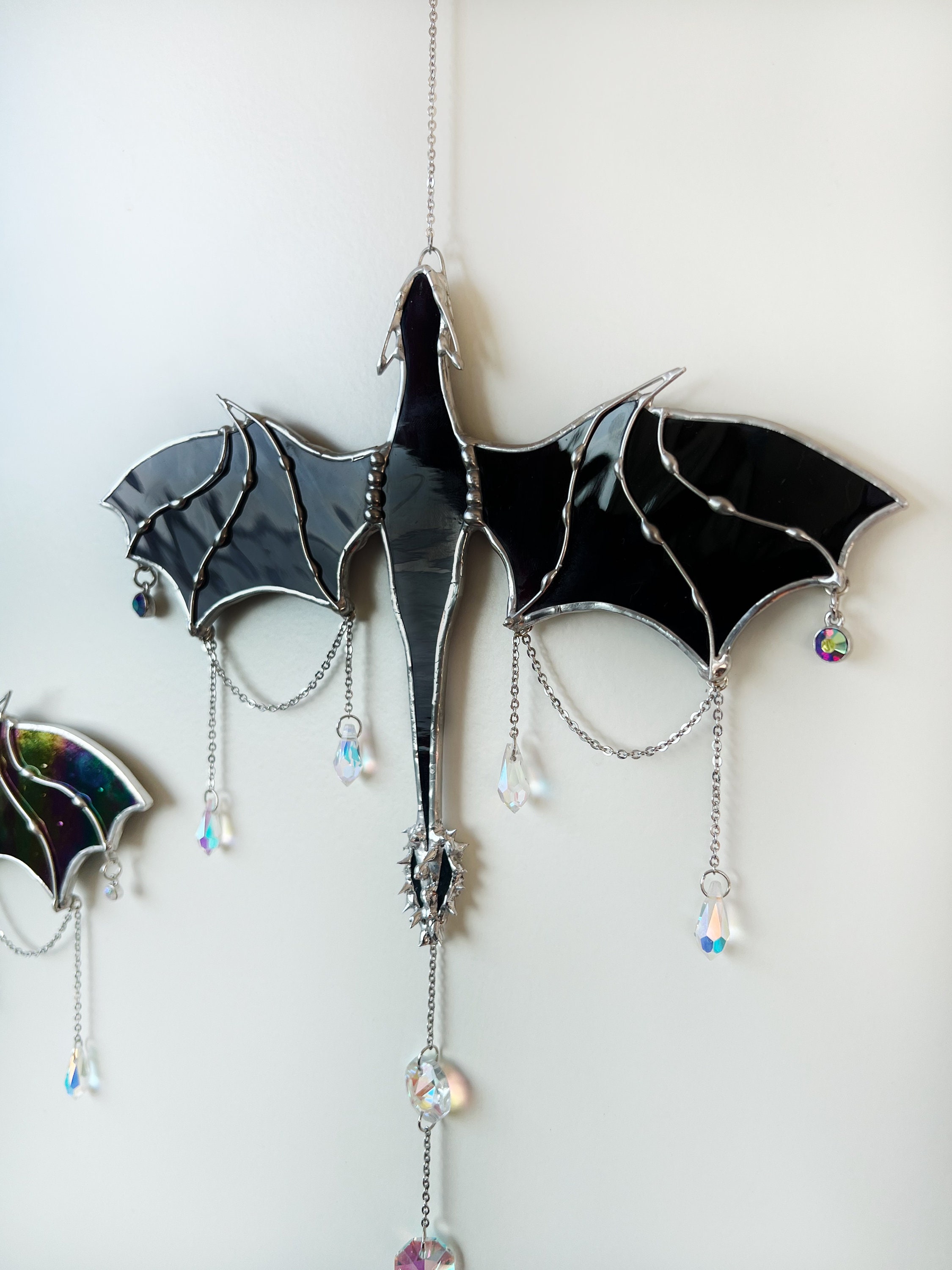 Dragon Stained Glass Suncatcher, Fourth Wing Dragon Glass Window ...