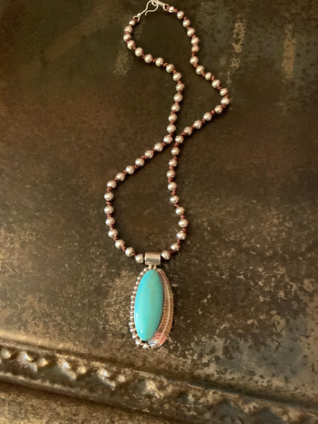 Campitos Turquoise Pendant Necklace, Vintage Taxco Mexico 925 Turquoise ...